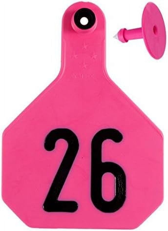 Y-Tex 4 Large Cattle Ear Tags Pink Numbered 101-125 - Walmart.com