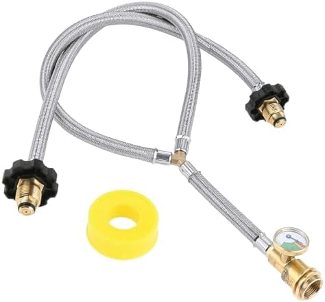 Y Type Splitter Propane Tank Converter Adapter Hose with Gauge ...