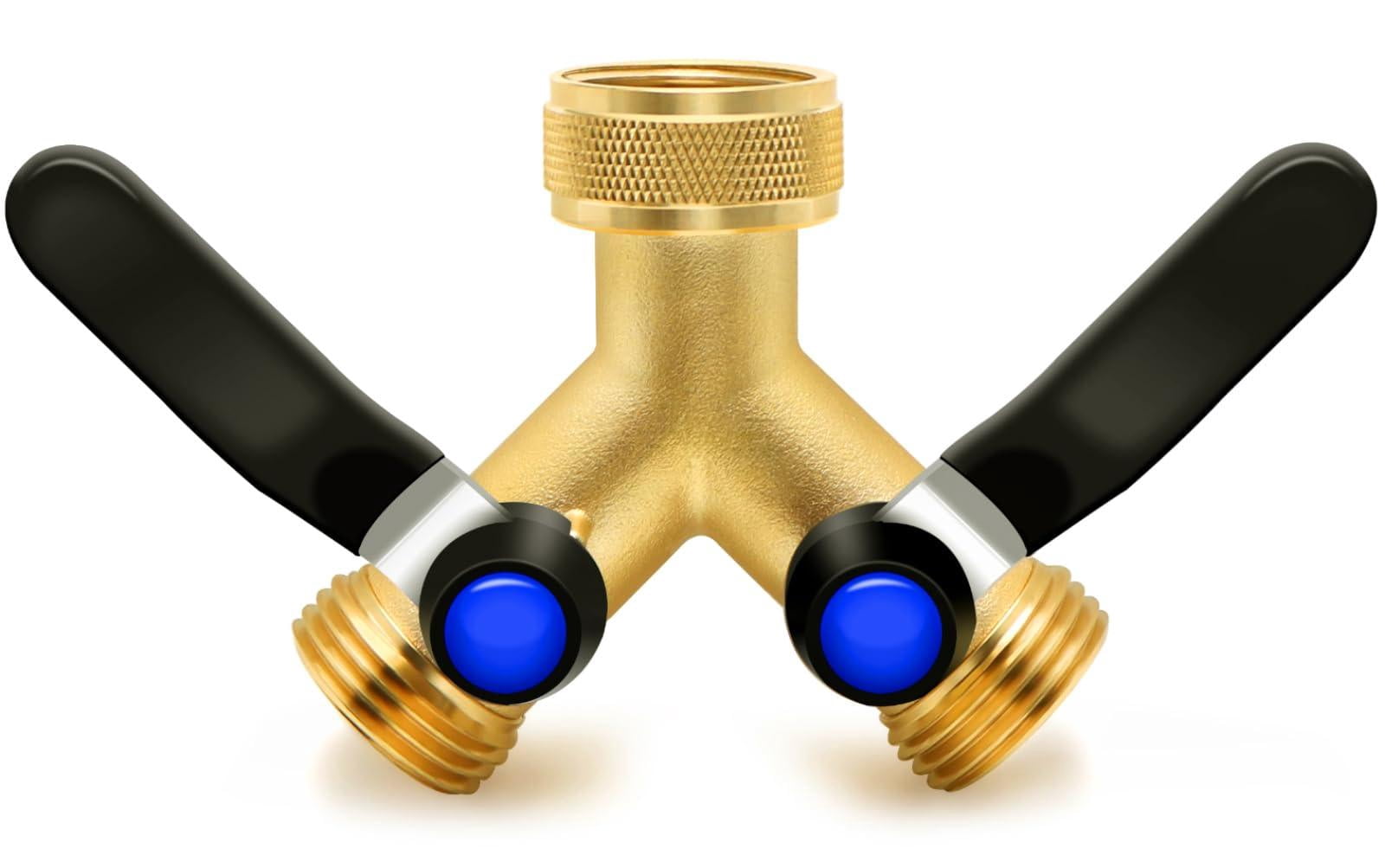 Y Valve Hose Splitter 2 Way Heavy Duty Brass Garden Water Connector ...