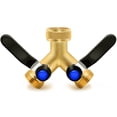 Y Valve Hose Splitter 2 Way Heavy Duty Brass Garden Water Connector ...