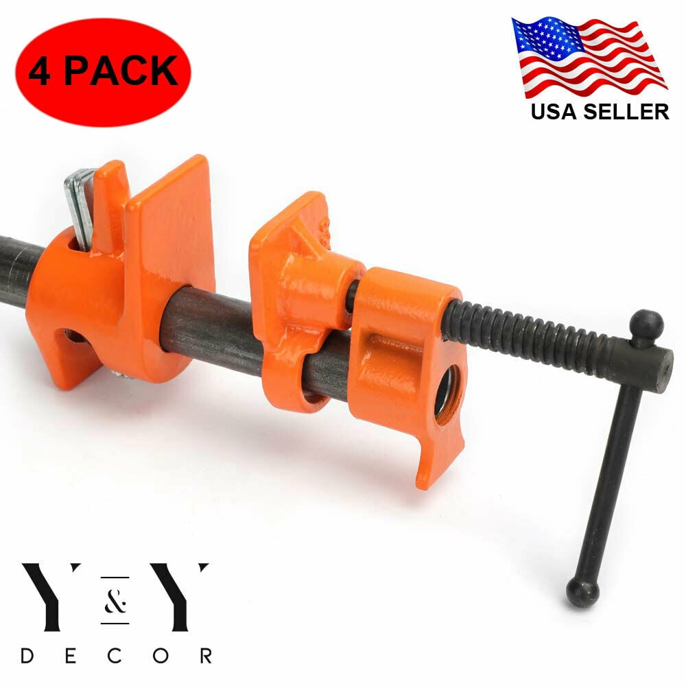 Y&Y Decor 4-Pack Heavy Duty Cast Iron Wood Gluing Pipe Clamp Set for ...