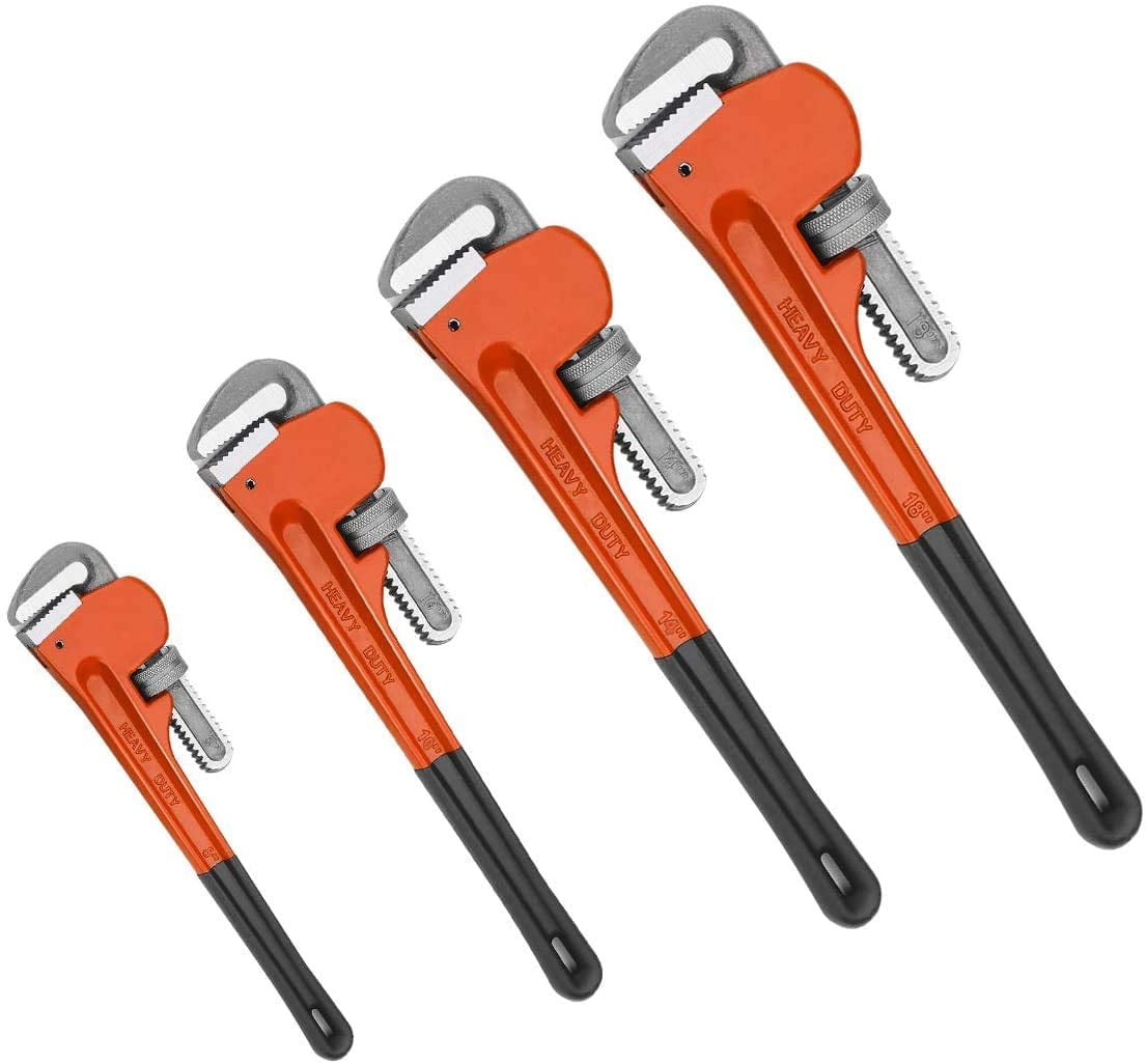 Adjustable Wrench Sets 4Pcs Pipe Wrench Set, Heat Treated Plumbing ...