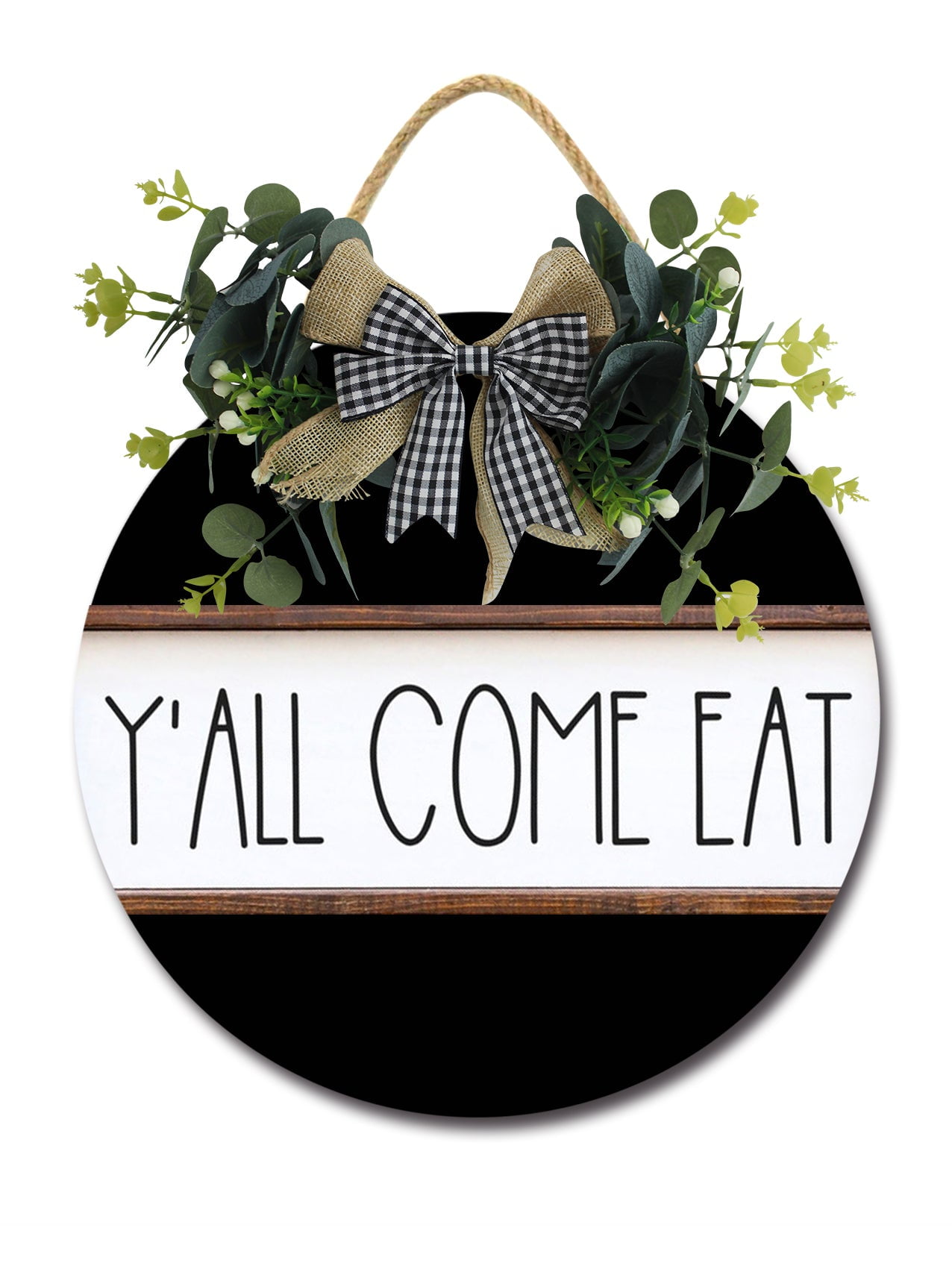 Y'all Come Eat Sign Front Door Porch Decorations, Round Rustic Wood ...