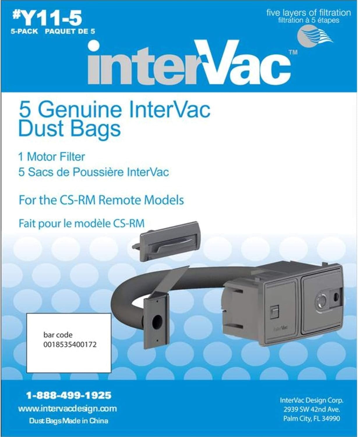 Y11-5 Genuine InterVac Vacuum Cleaner Dust Bags for CSRM Models - Pack of 2 - Walmart.com