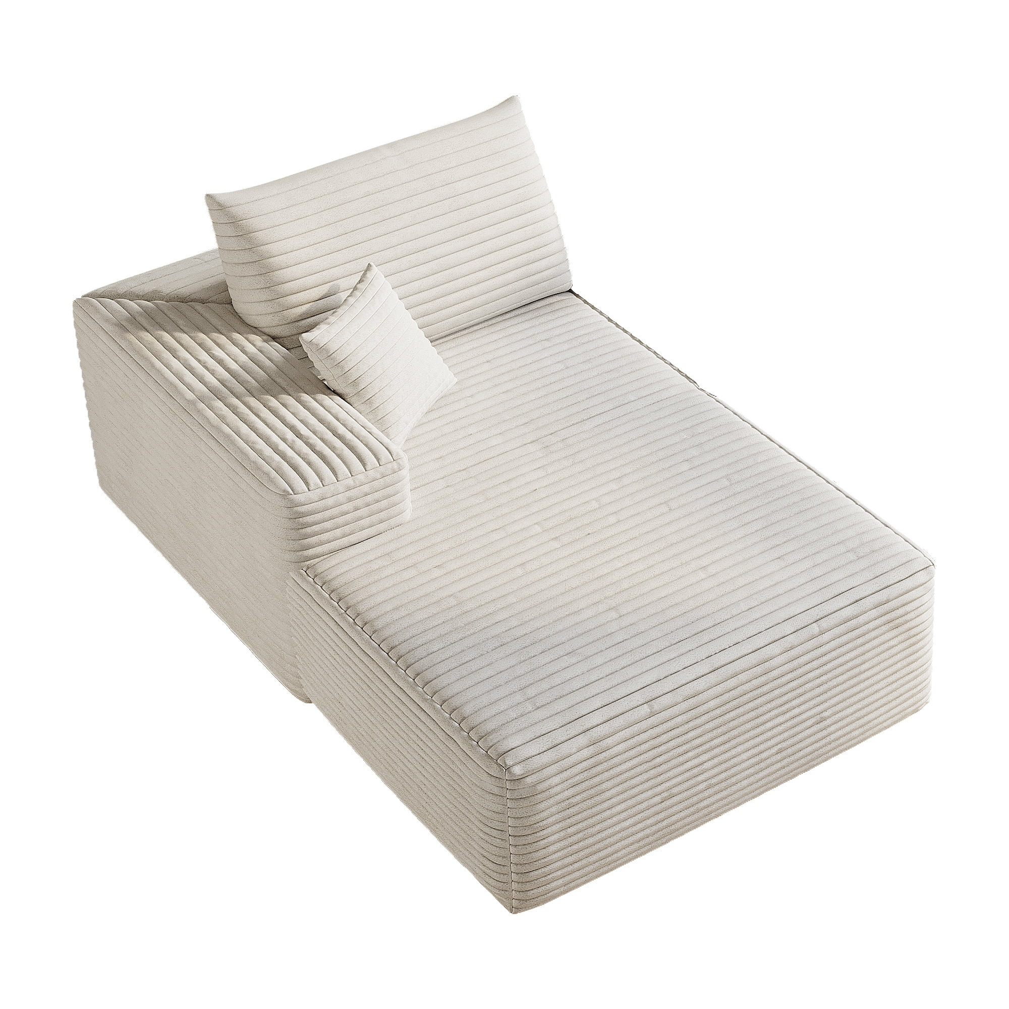 Y119-R-SLEEPER-WHITE Modular Sectional Sofa Couch, Plush White Corduroy ...