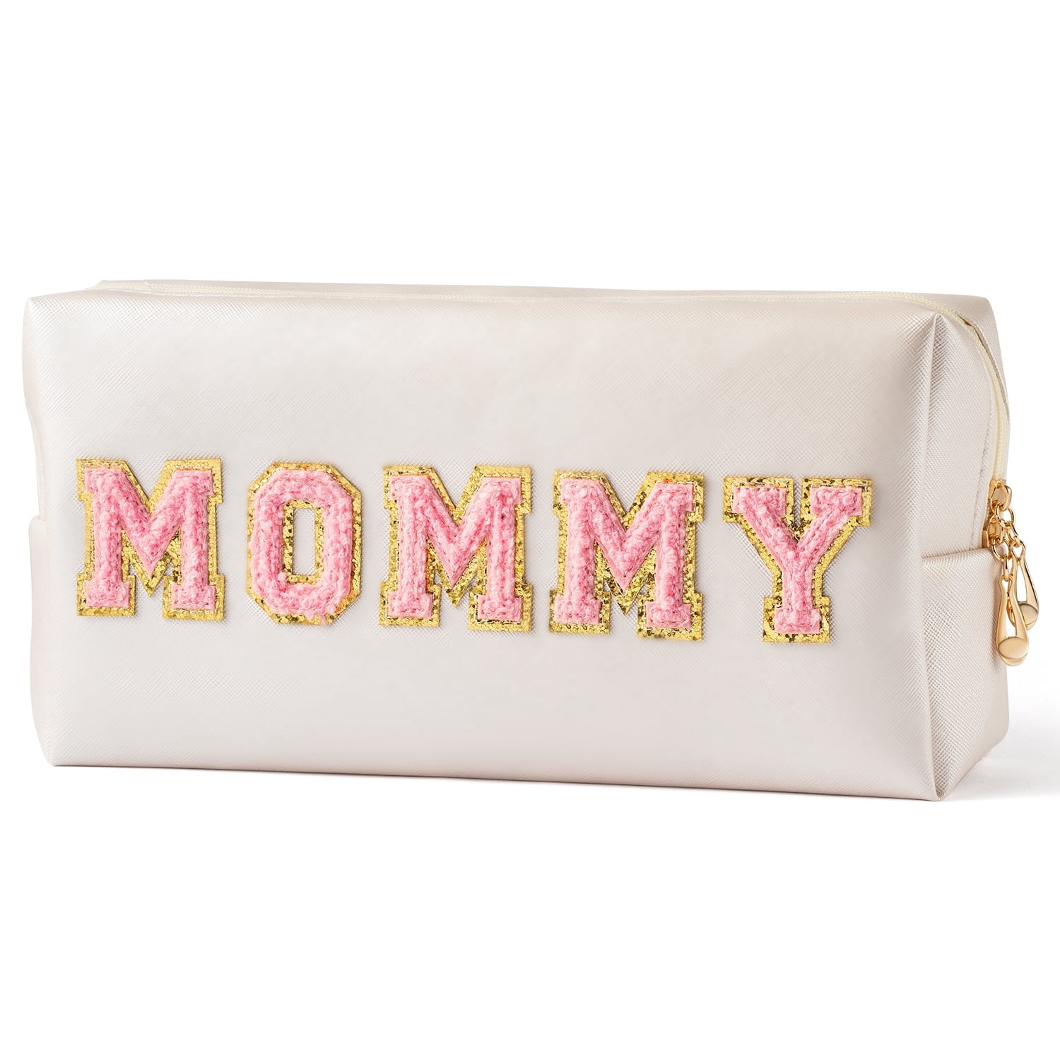 Belanttega Preppy Patch Large Mommy Varsity Letter Makeup Bag Pink ...