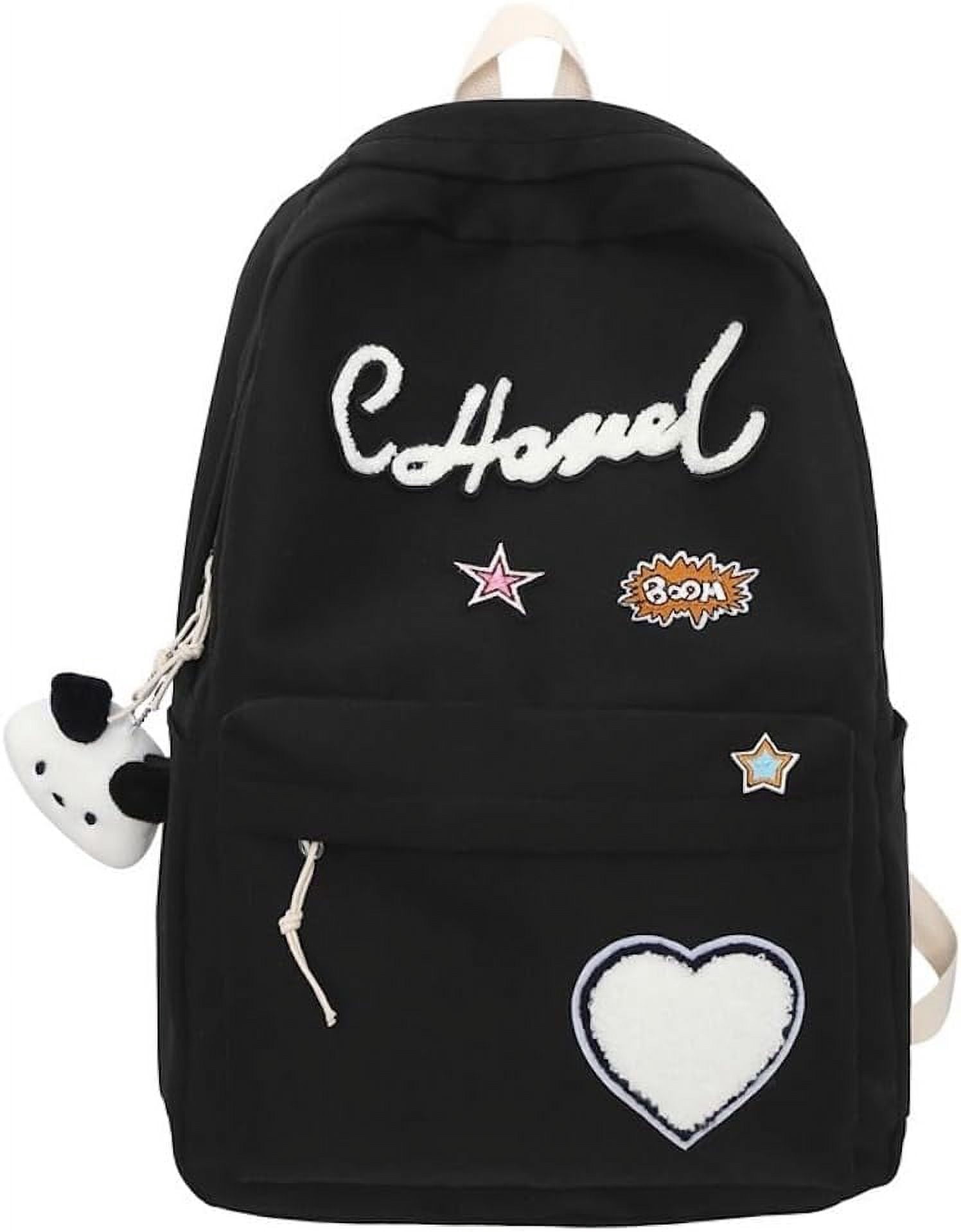 Y2K Aesthetic Backpack Lambswool Patches Preppy Backpack Cute Aesthetic ...