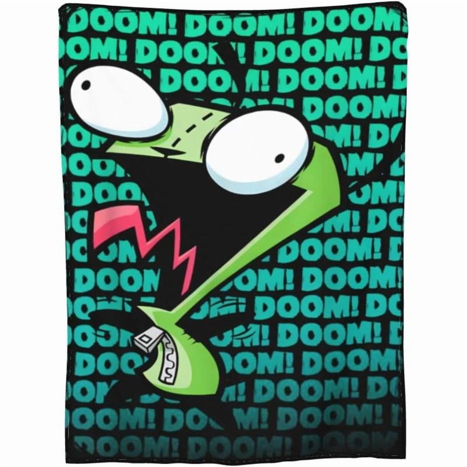 Y2K Anime Cartoon Bot Throw Blanket - Soft Flannel with Checkerboard ...