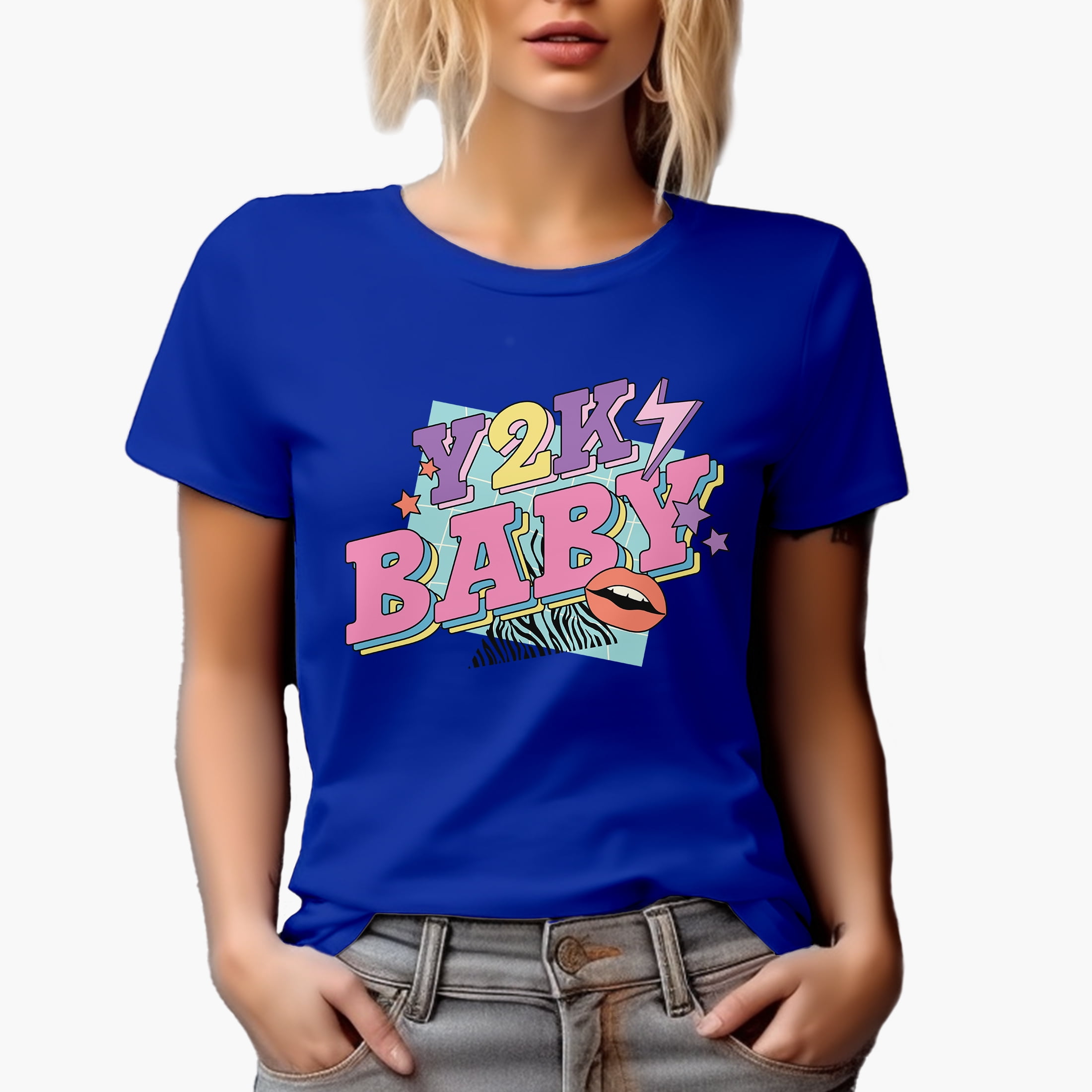 Y2K Baby, Retro Generation Z Themed Merch Gift, Royal Blue T-Shirt, Large - Walmart.com