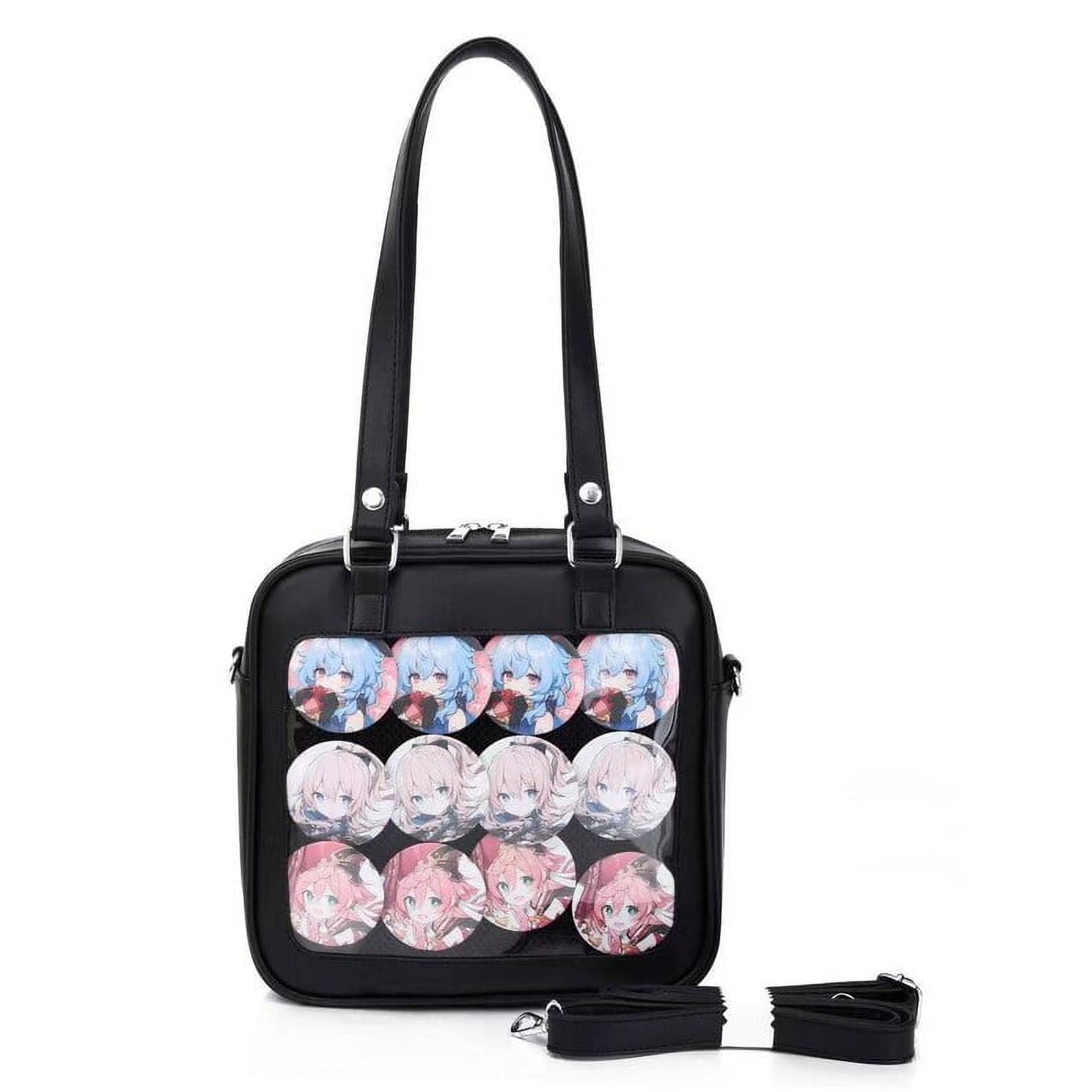 Y2K Big Ita Bag Tote Leather Kawaii Lolita Pin Shoulder Bag PU Leather ...