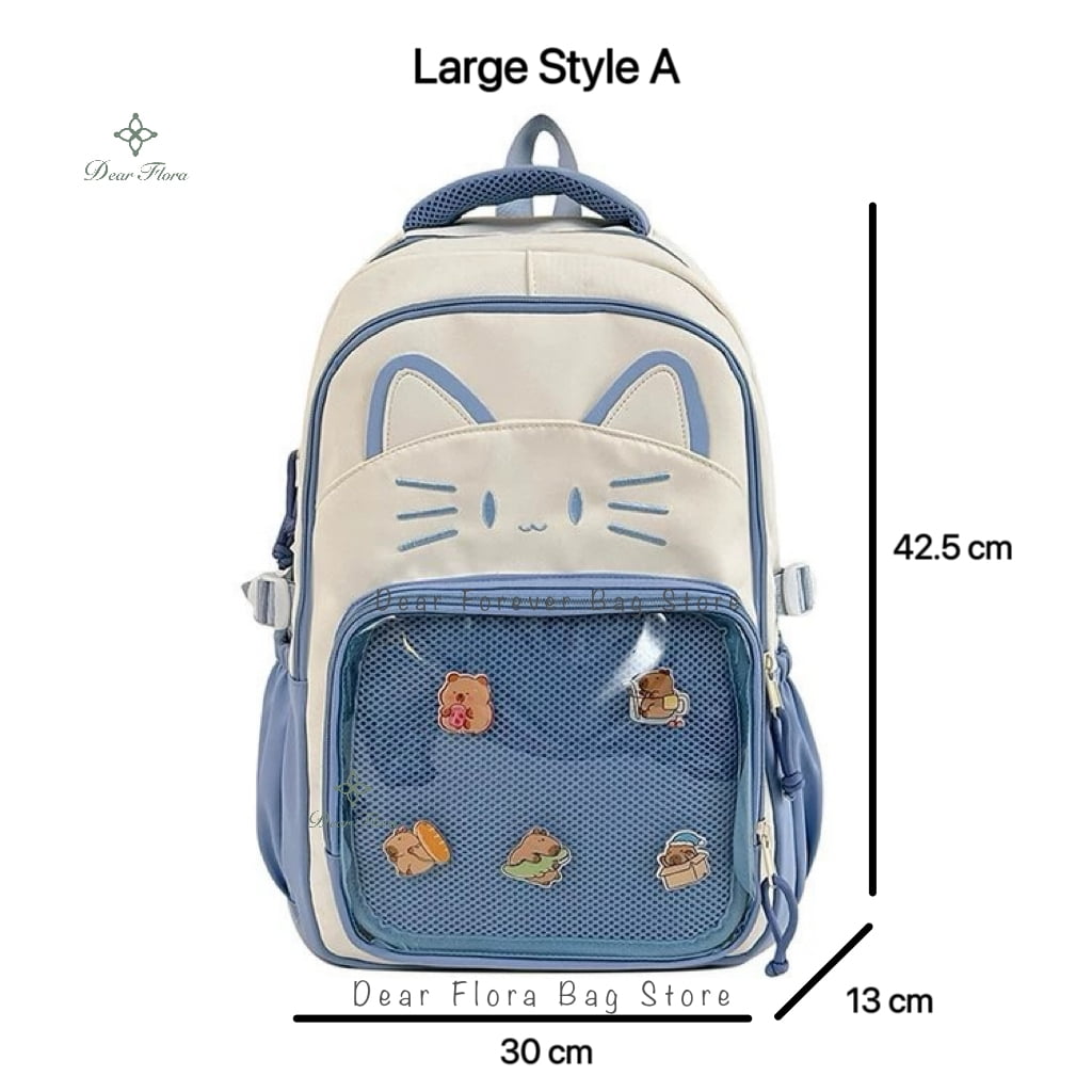 Y2K Cute Cat Ita Backpacks Large Capacity Knapsack Casual Transparent ...