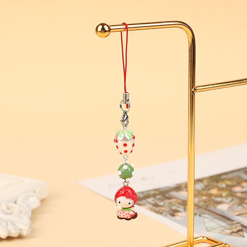 Y2K Cute Hello Kitty Mobile Phone Lanyard Sweet Strawberry Cat Phone ...