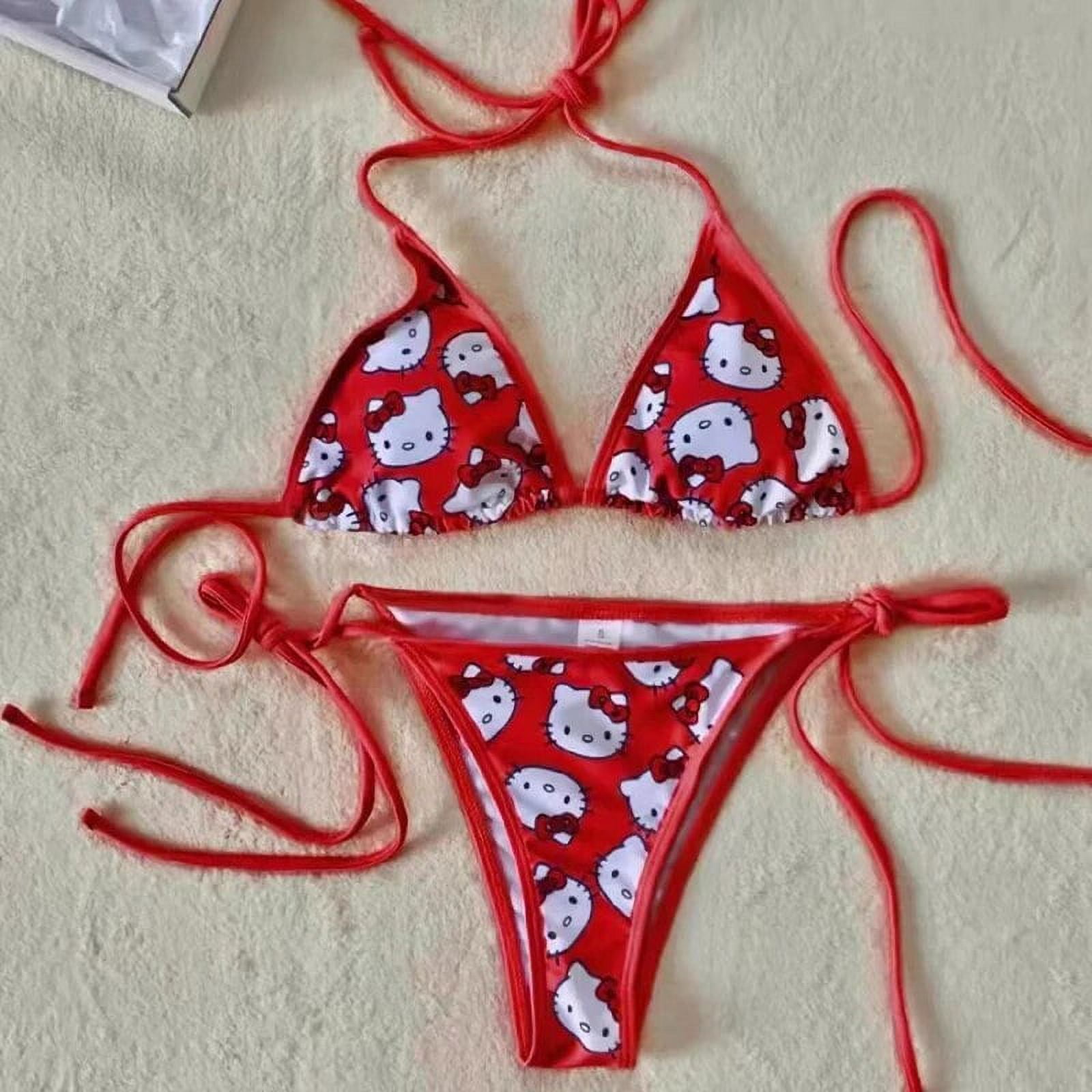 Y2K Hello Kitty Bikini Swimsuit Set for Women Sanrioed Anime Kawaii ...