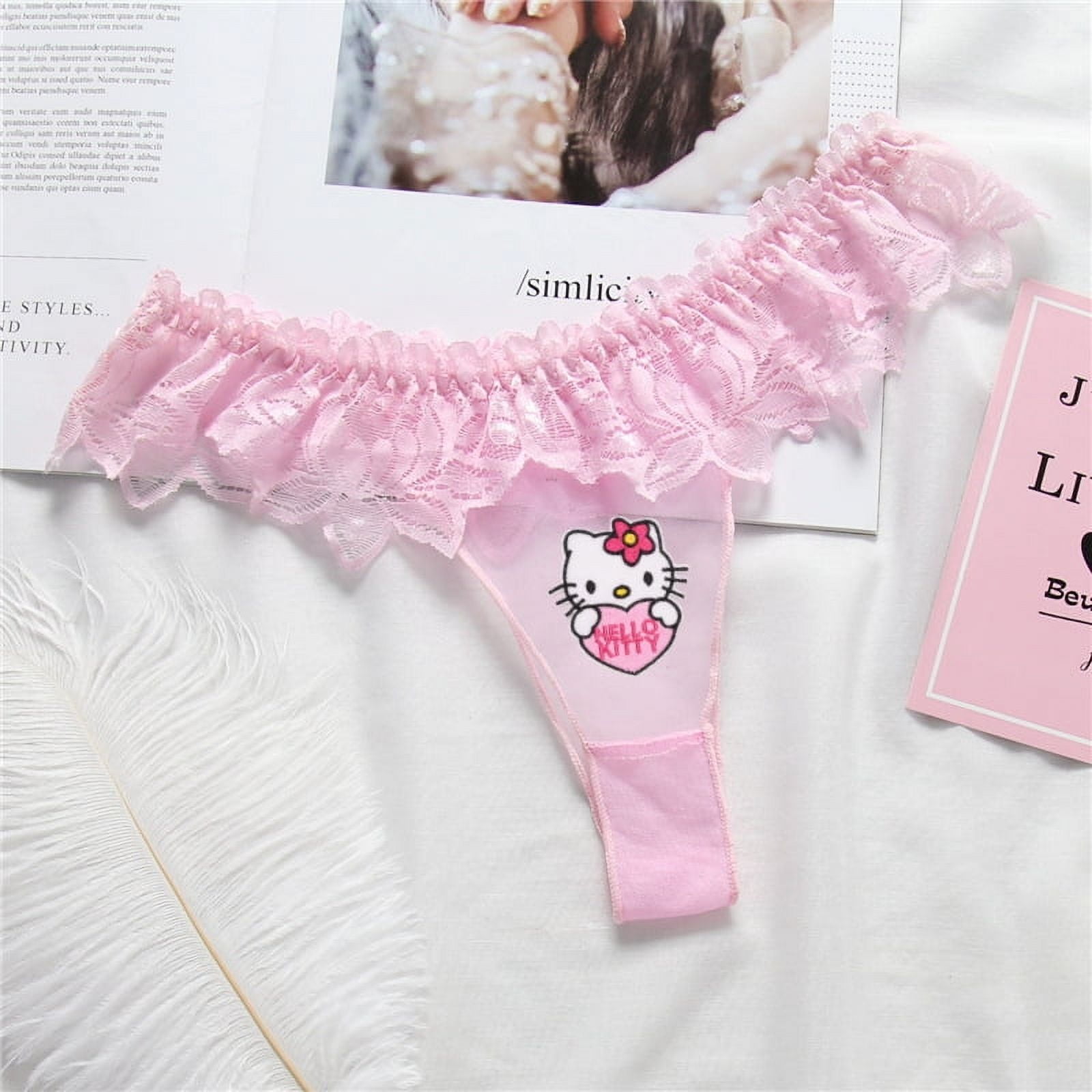 Y2K Hello Kitty Kuromi Anime Lace Sexy Thong Kawaii Women Low Waist ...