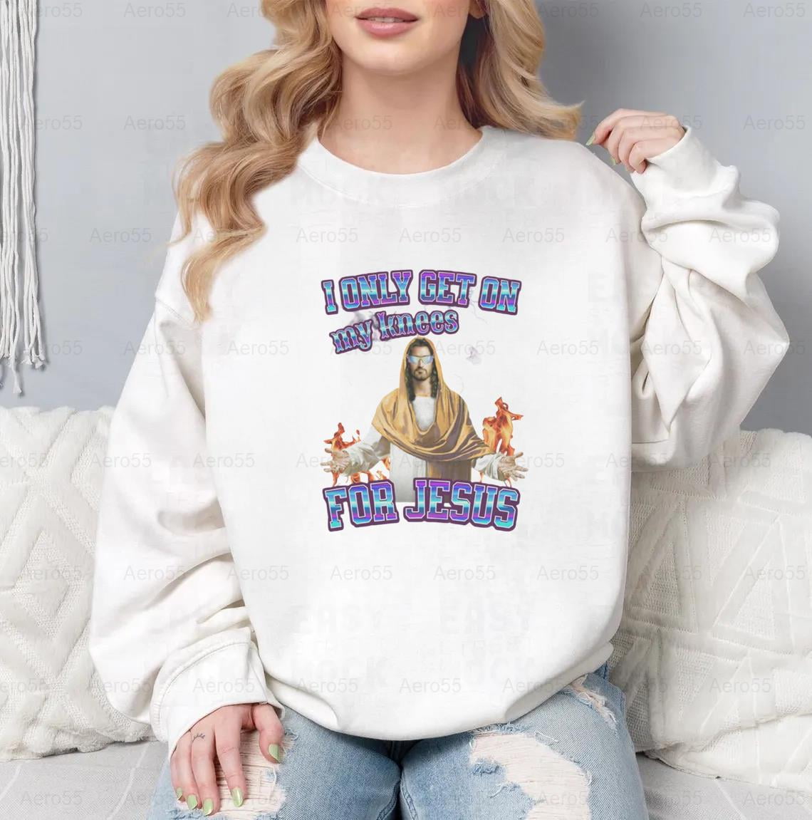 Y2K Jesus Meme Sweatshirt with Funny Christian Nostalgia Art, for men ...