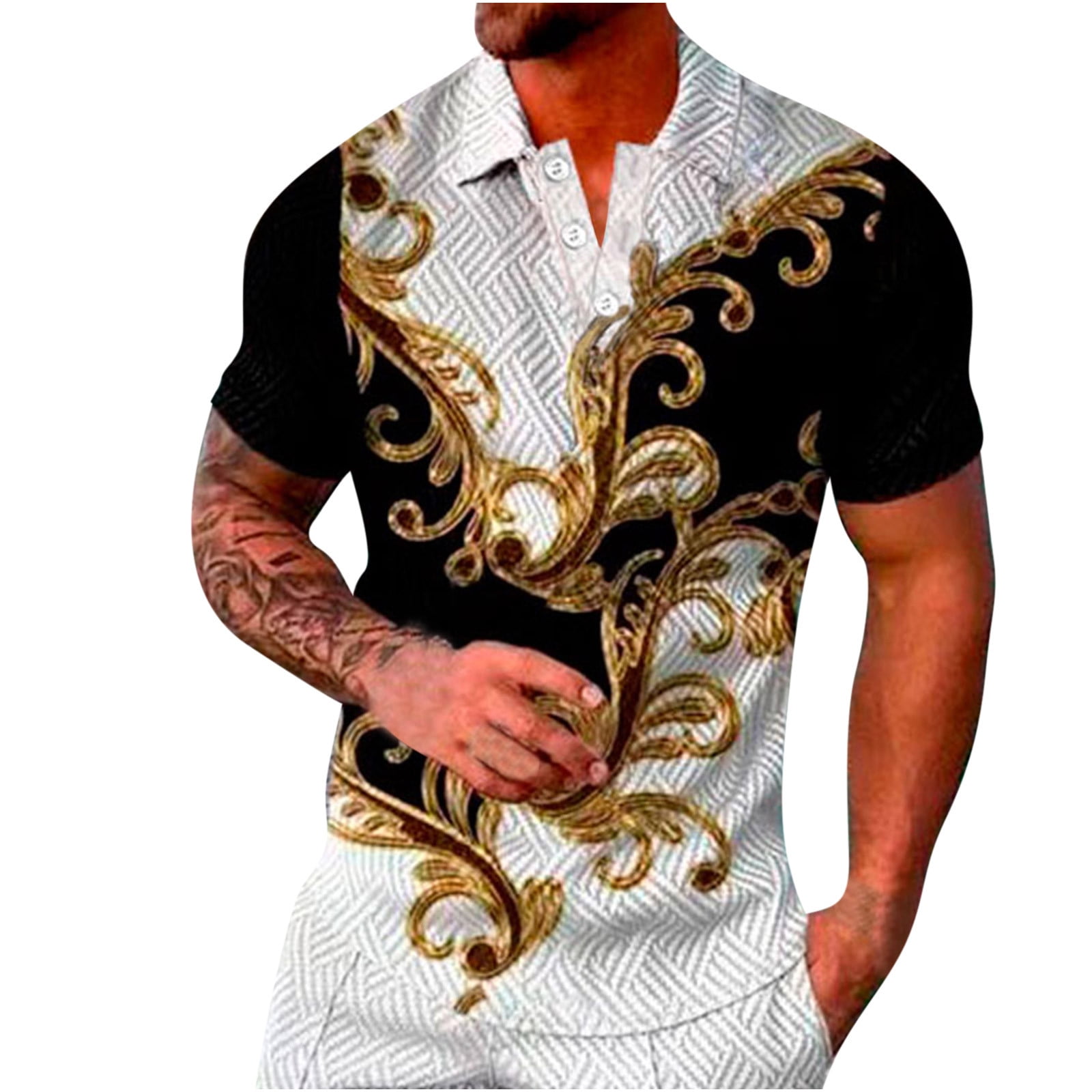 Y2K Men's Funky 3D Graphic Polo Tees Plus Size Hipster Streetwear ...