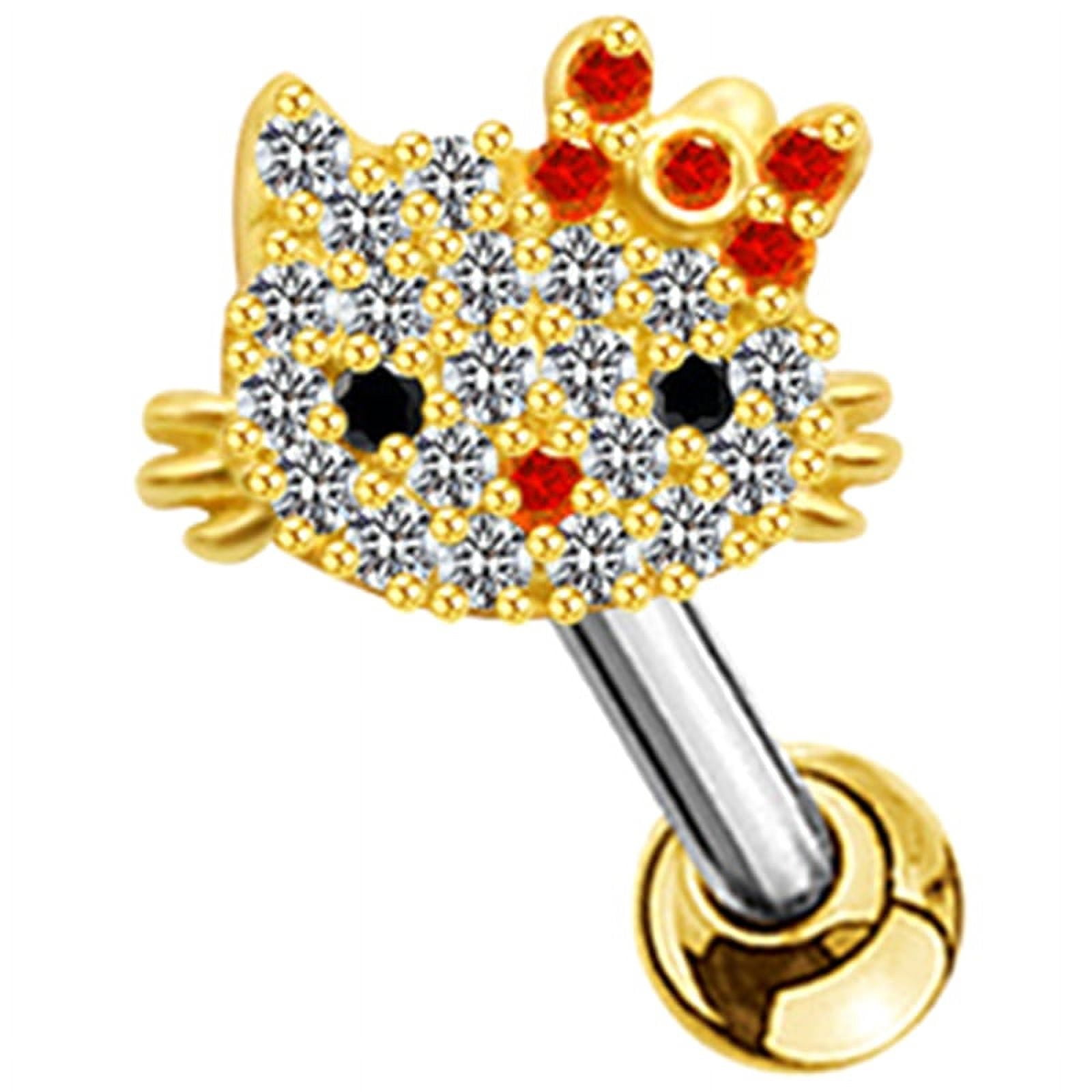 Y2K Metal Nose Clip Lip Kawaii Crystal Hello Kitty Belly Button Ring ...