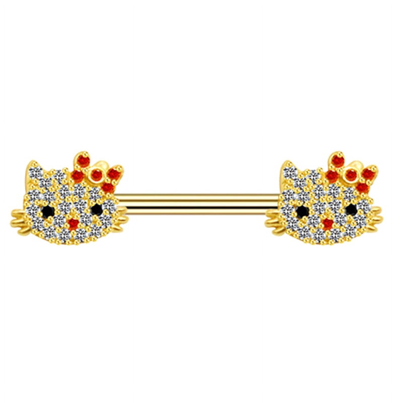 Y2K Metal Nose Clip Lip Kawaii Crystal Hello Kitty Belly Button Ring ...