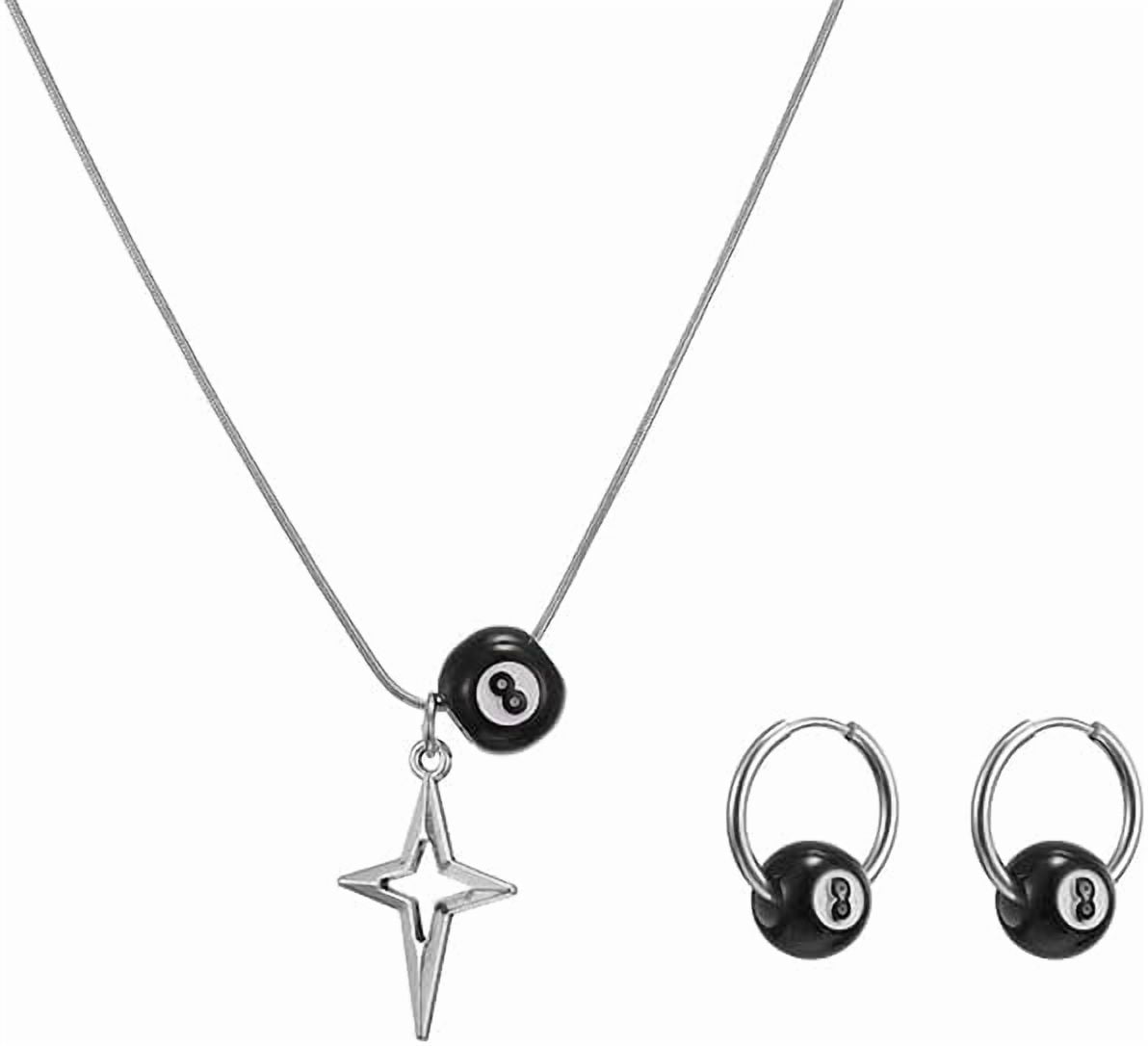 Y2K Star Necklaces 8 Ball Earrings Magic 8 Billiards Grunge Gothic Punk ...