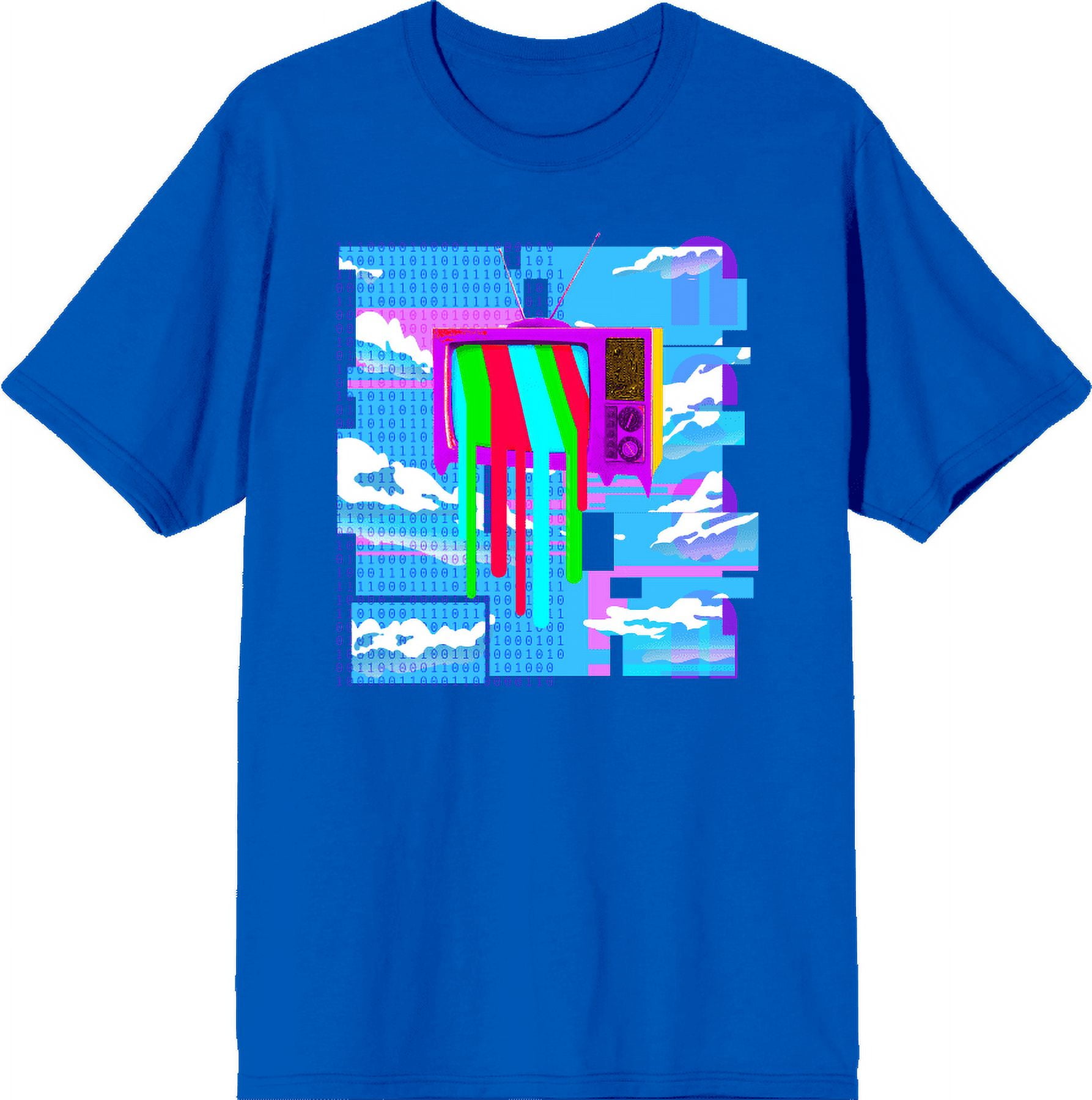 Y2K Tech Glitch, Melting TV Screen, Binary Code, and Cloudy Blue Sky ...