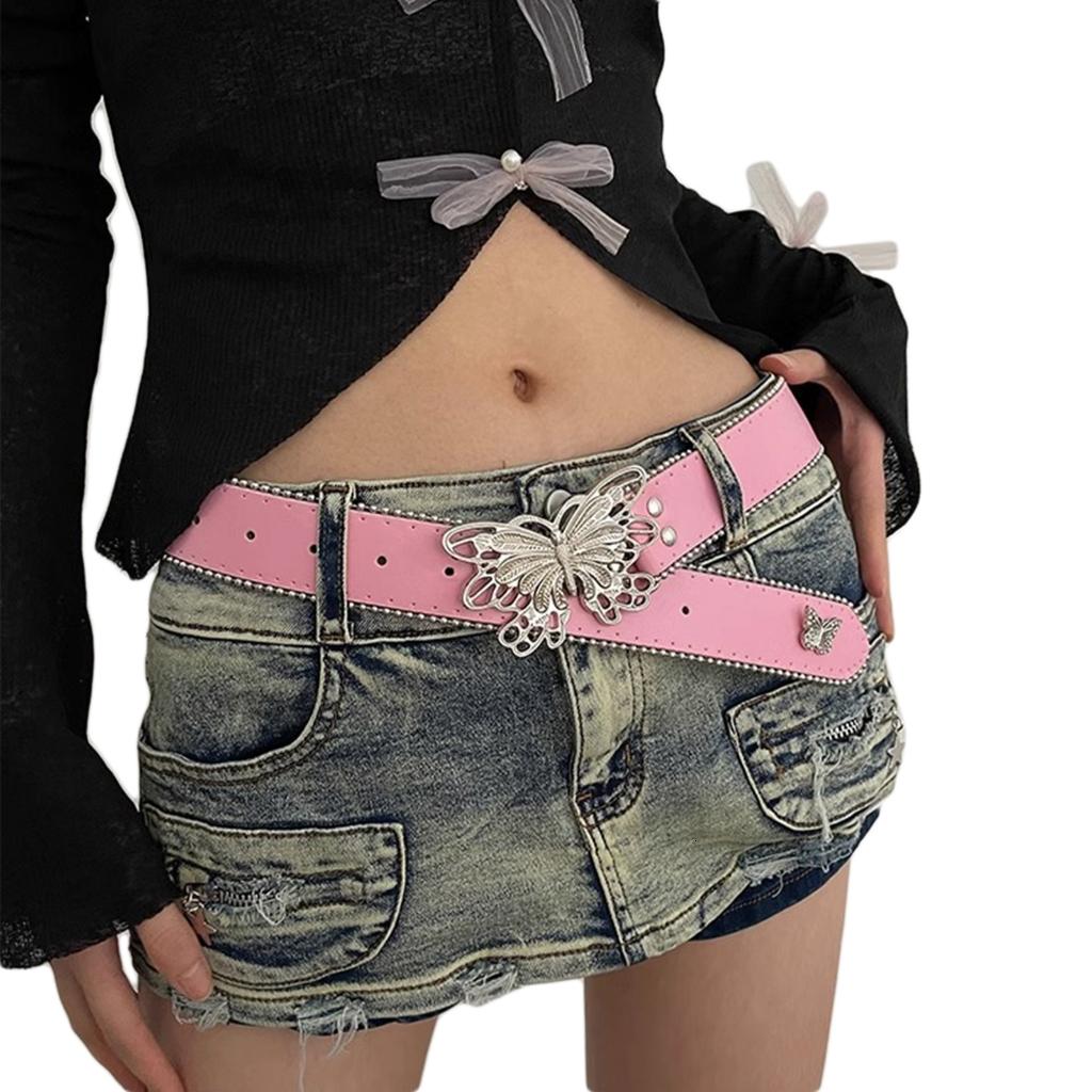 Y2K Waist Belt Cool Girls Butterfly Buckle Belt for Shorts Women ...