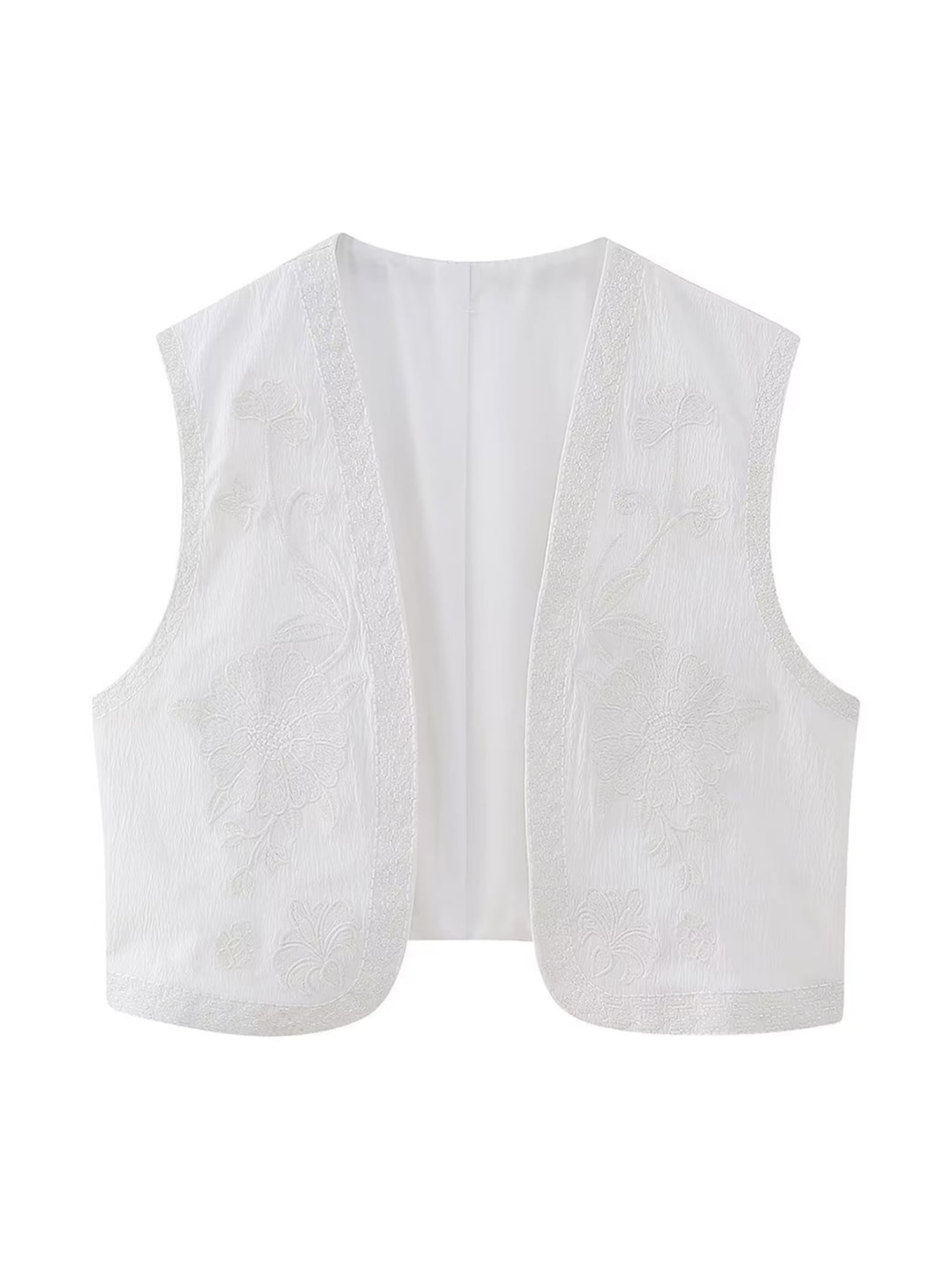 Y2K Women Vintage Boho Floral Embroidered Vest Tops Sleeveless Exchic ...