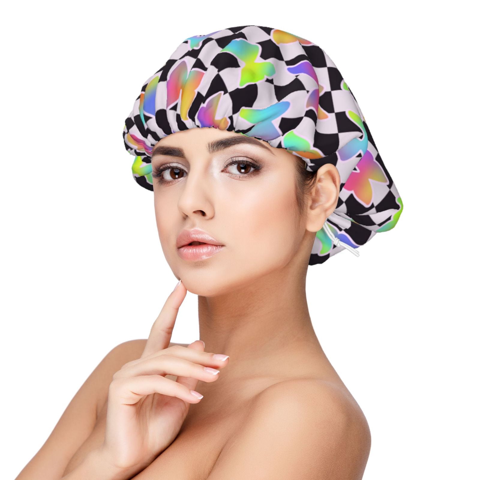 Y2K aesthetic grid butterfly Silk Bonnet for Sleeping Women/Men ...