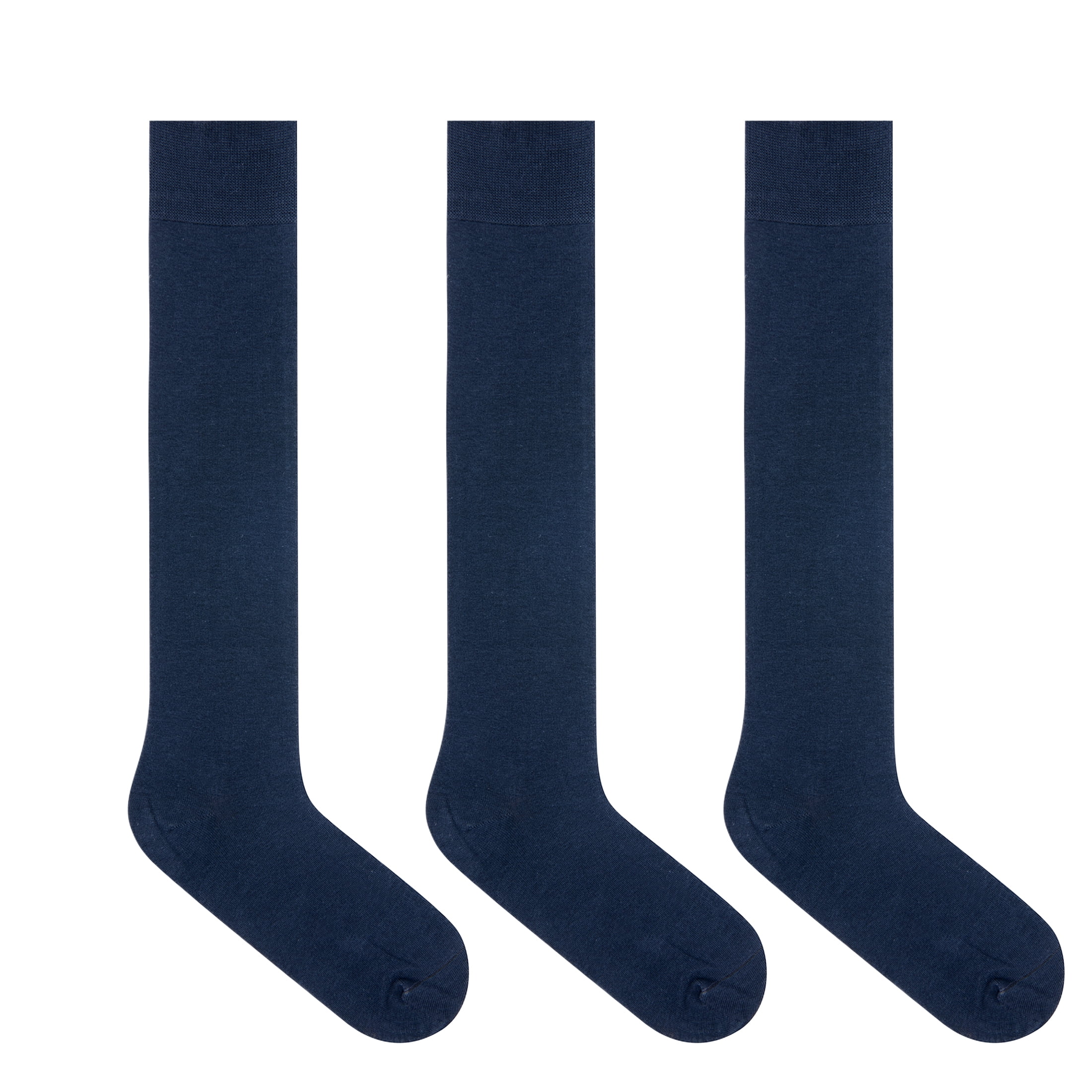 Y2Y2 Men's Knee-High Dress Socks Navy 3-Pack Big and Tall Shoe Size 13 ...