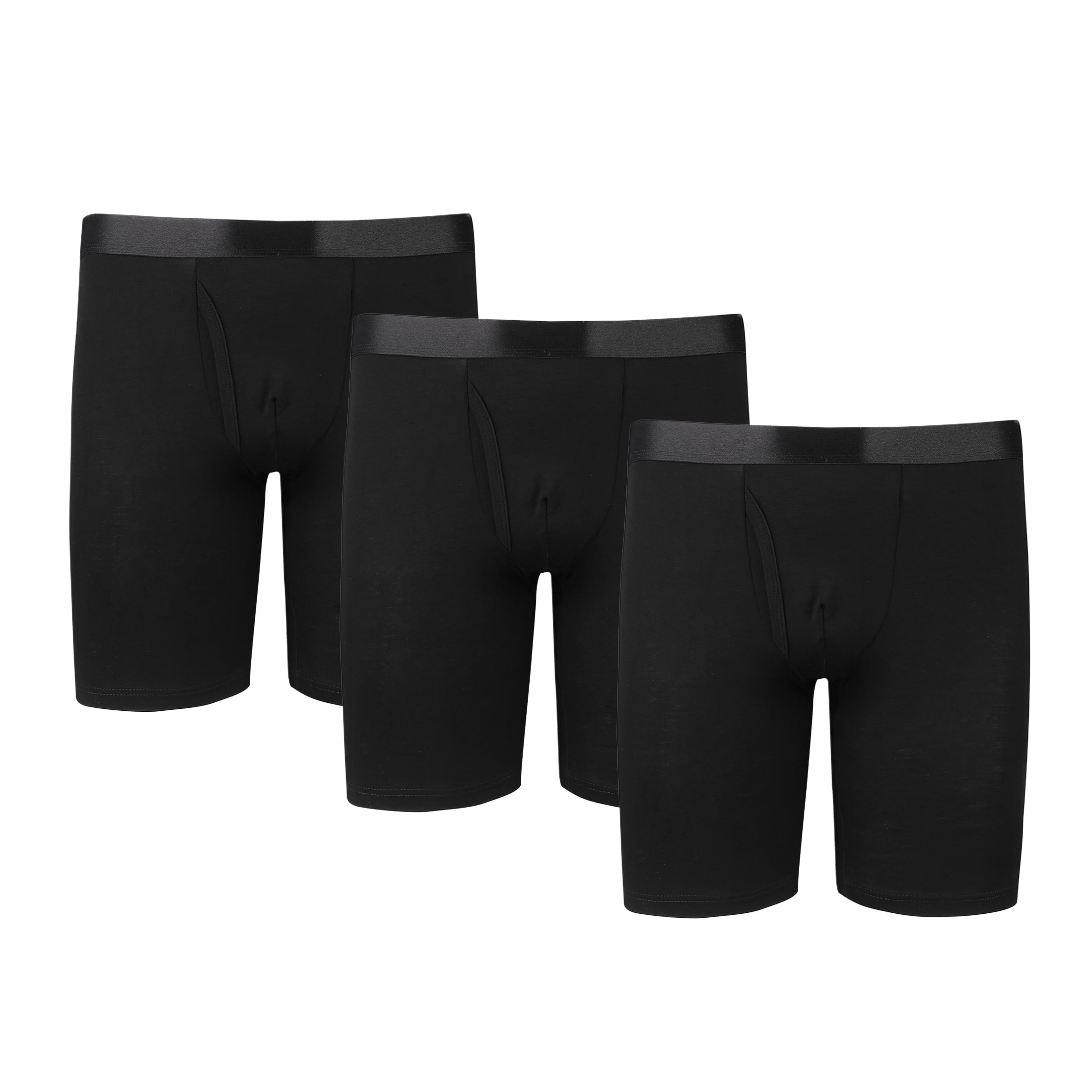 Y2Y2 Men's Modal Underwear Long Leg Boxer Briefs 3-Pack Black S 28"-30 ...