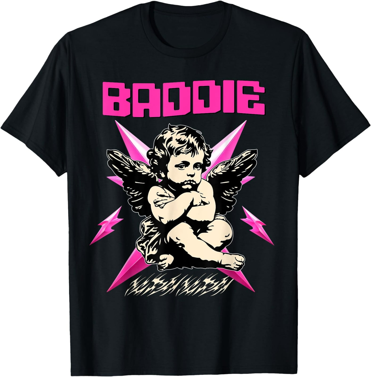 Y2k Aesthetic Baddie Baby Angel Wings 2000s Style Women's T-Shirt Gifts ...