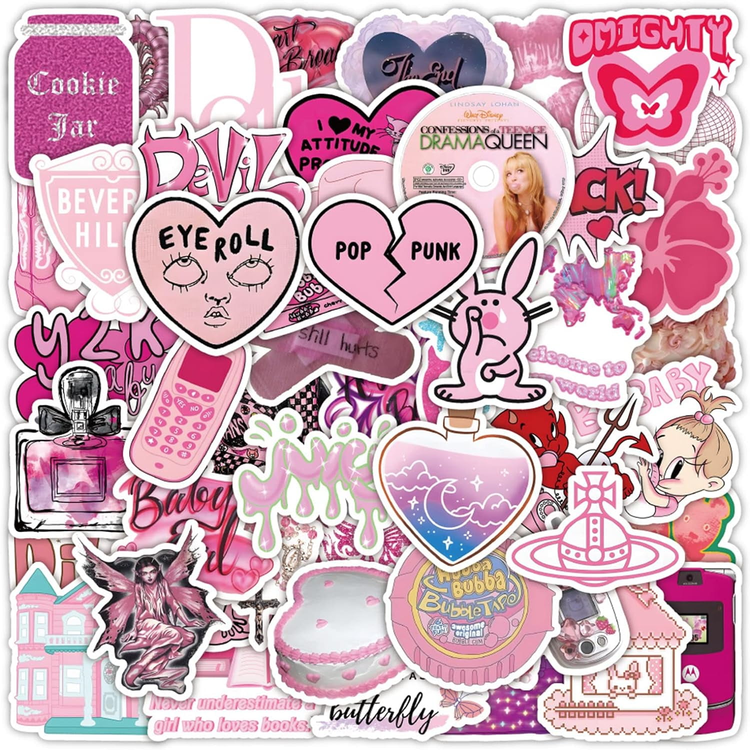 Y2k Aesthetic Stickers,50pcs Cyber 2000s Fashion Sticker For Girls