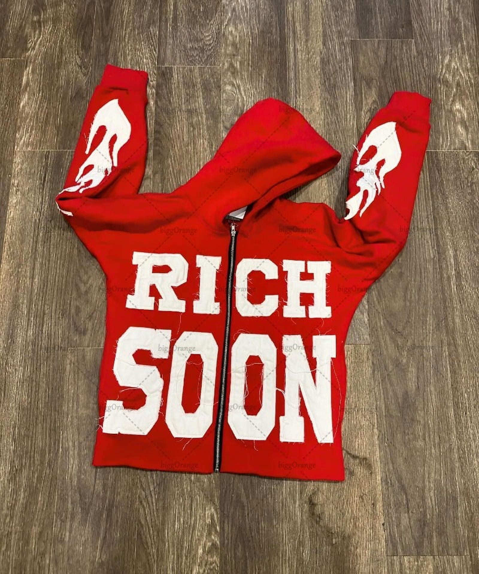 Lnyulong AA Rich Soon Letter Embroidered Zipper Hoodie, Size M ...
