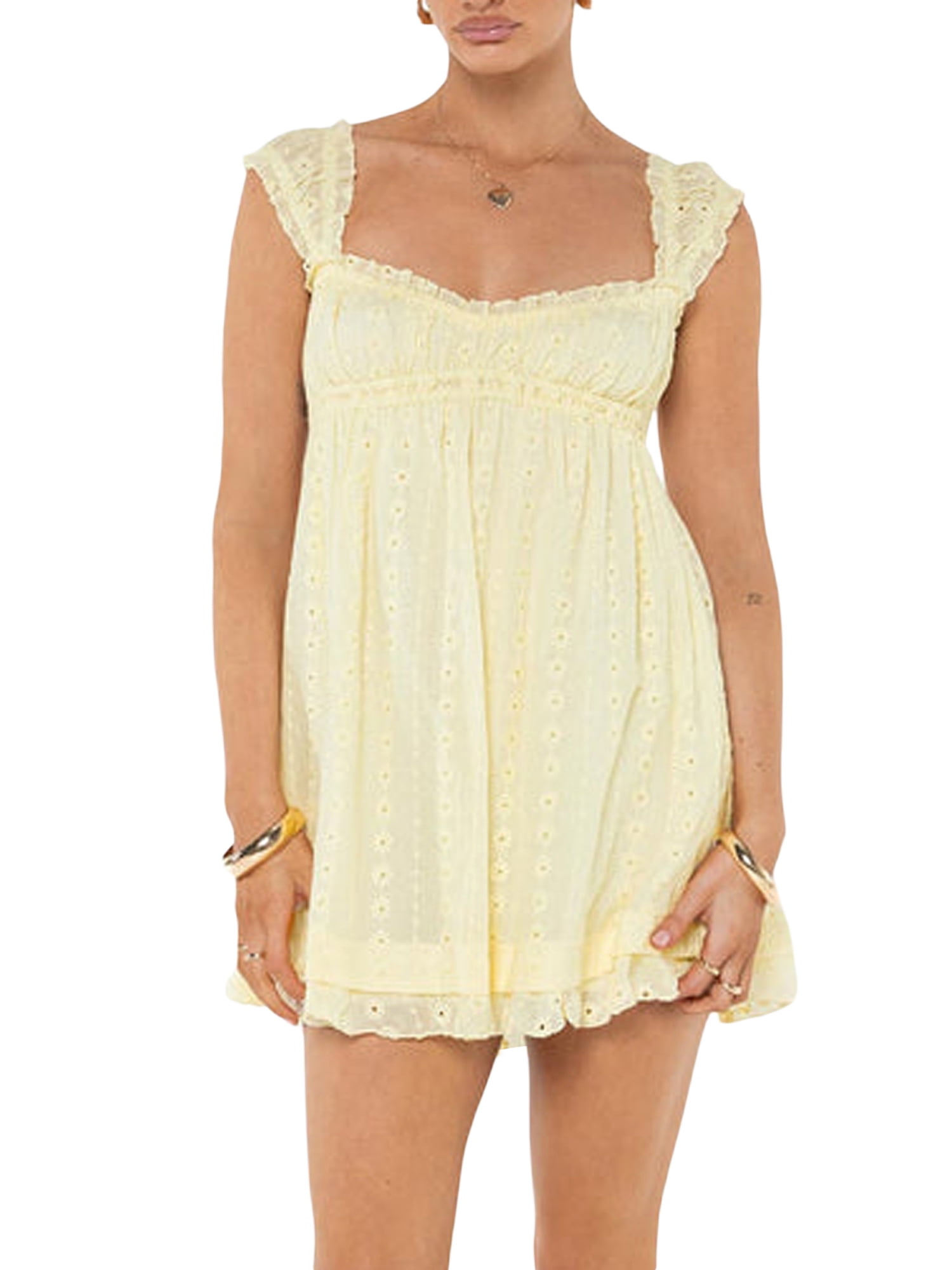Y2k Fairy Mini Dress for Women Embroidery Floral Sleeveless Backless ...