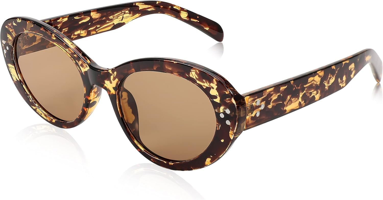 Y2k Oval Sunglasses Womens Thick Bold Retro Clout Goggles Round Cateye ...