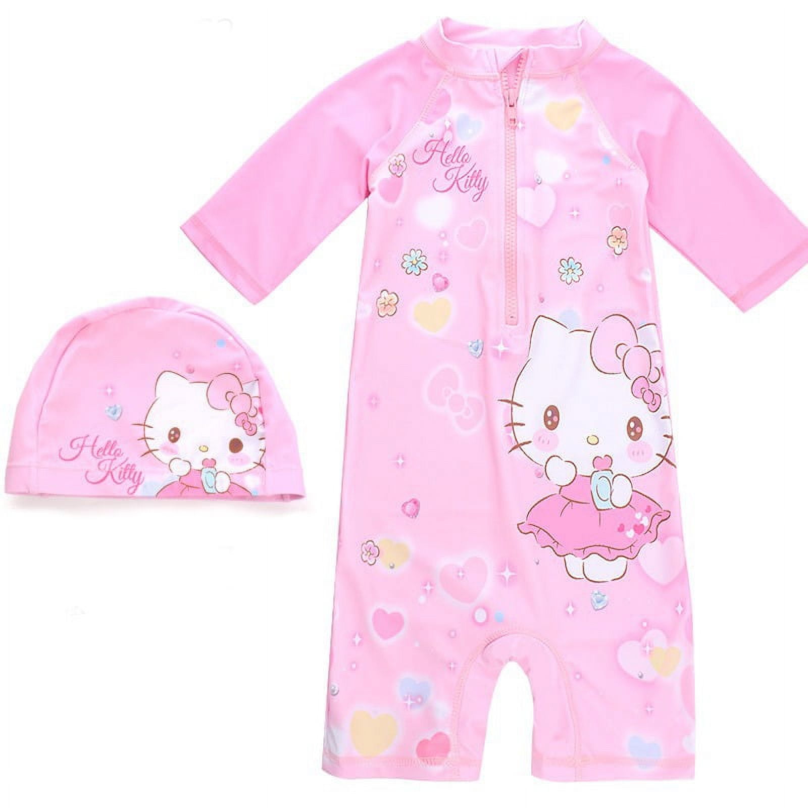 Y2k Sanrio Hello Kitty Girls Bikini Cartoon Cute One-Piece Swimsuit Cap ...
