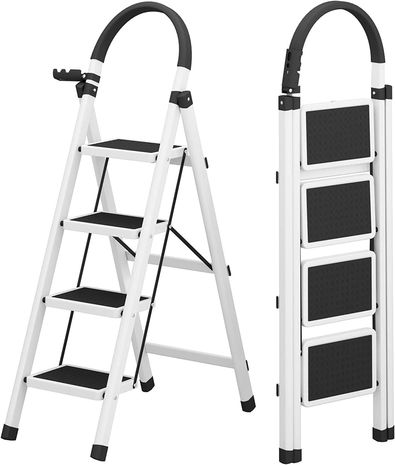 YAAN 4 Step Ladder , Folding Step Stool with Anti-Slip Wide Pedal ...