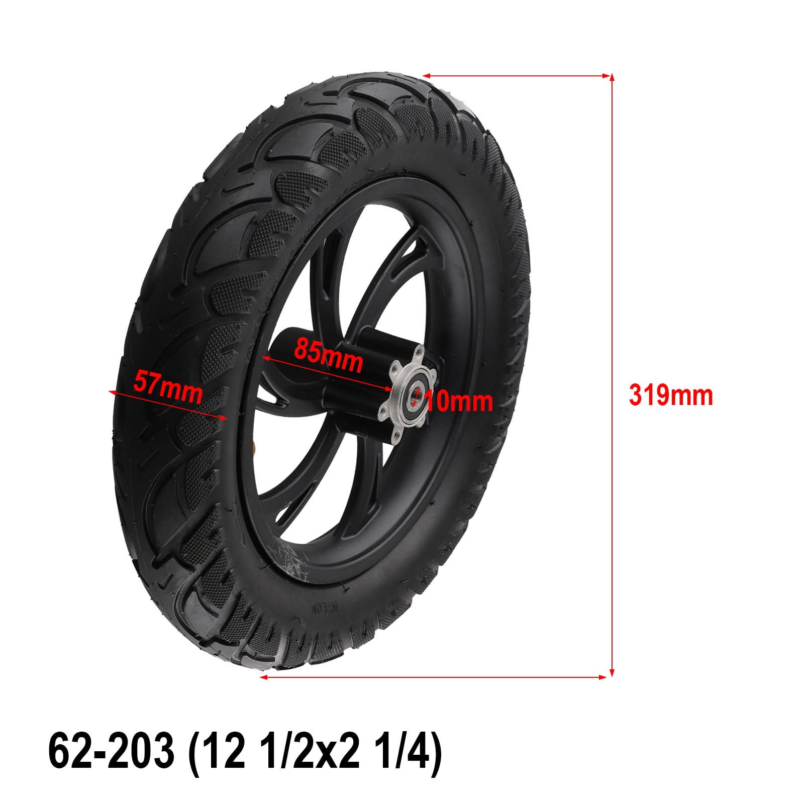 YAAQII for 12 Inch Electric Scooter Tire 12 1/2x2 1/4 (62-203) Rubber Front Wheel with Disc ...