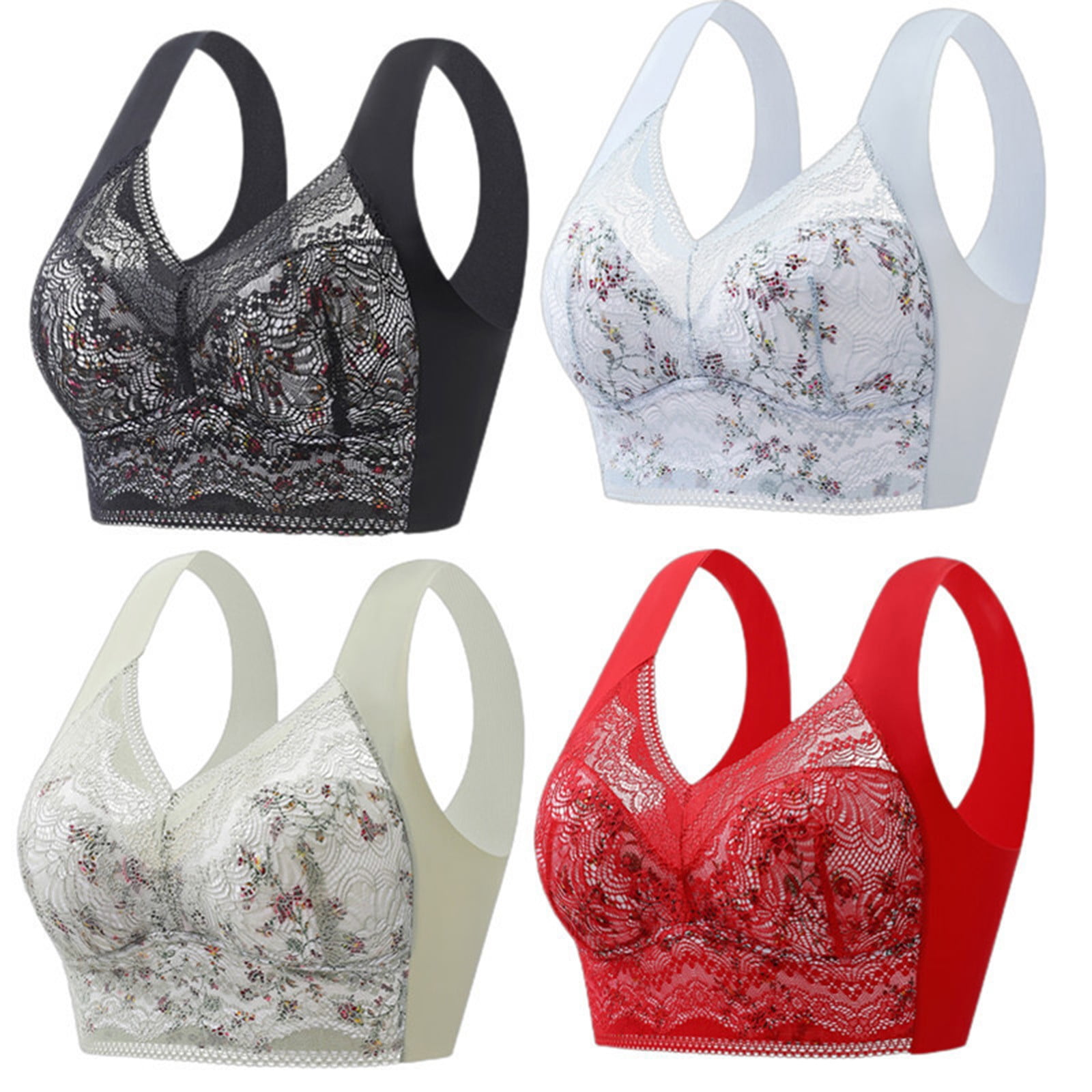 YABCSAZ Bras for Women Plus Size Bras Wirefree Compression Sports Bra ...