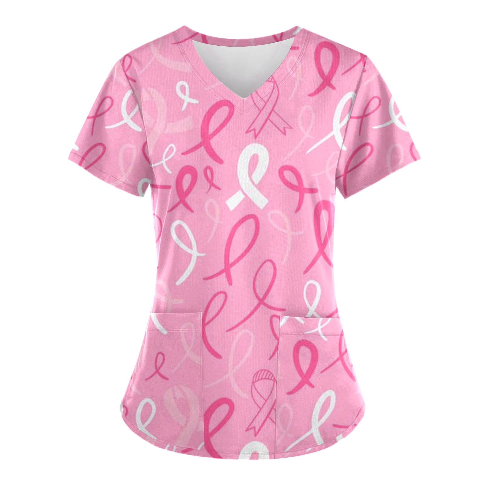 YABCSAZ Breast Cancer Scrub Tops for Women/Short Sleeve Shirts/Crewneck ...