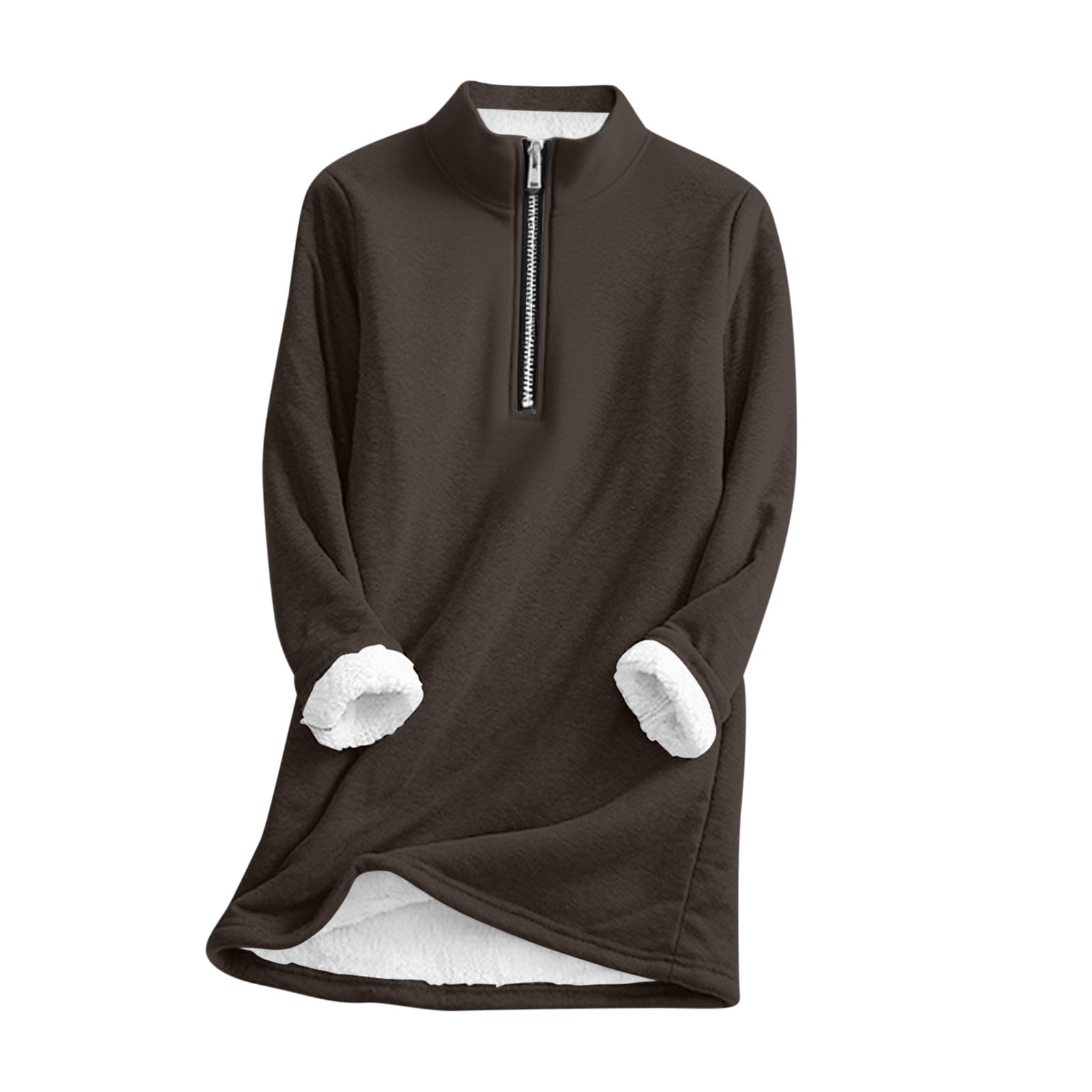 YABCSAZ Fleece Sweatshirts for Women Winter Warm Sherpa Lined Half Zip ...