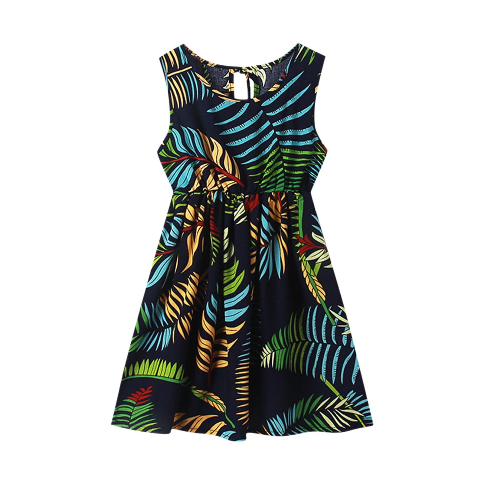 YABCSAZ Girl's Summer Dresses Sleeve Tank Dress Swing A-Line Cute ...