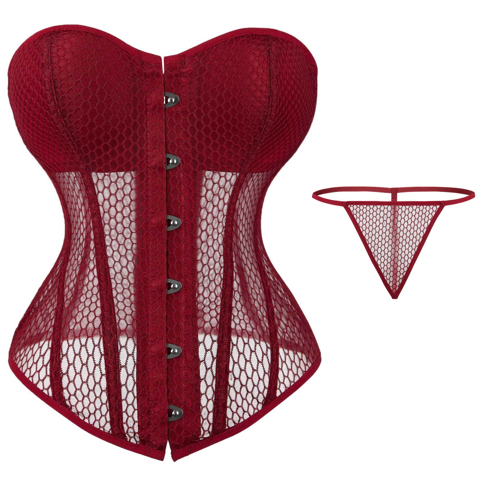 YABCSAZ Medieval Corset Top Satin Floral Boned Overbust Body Shaper ...