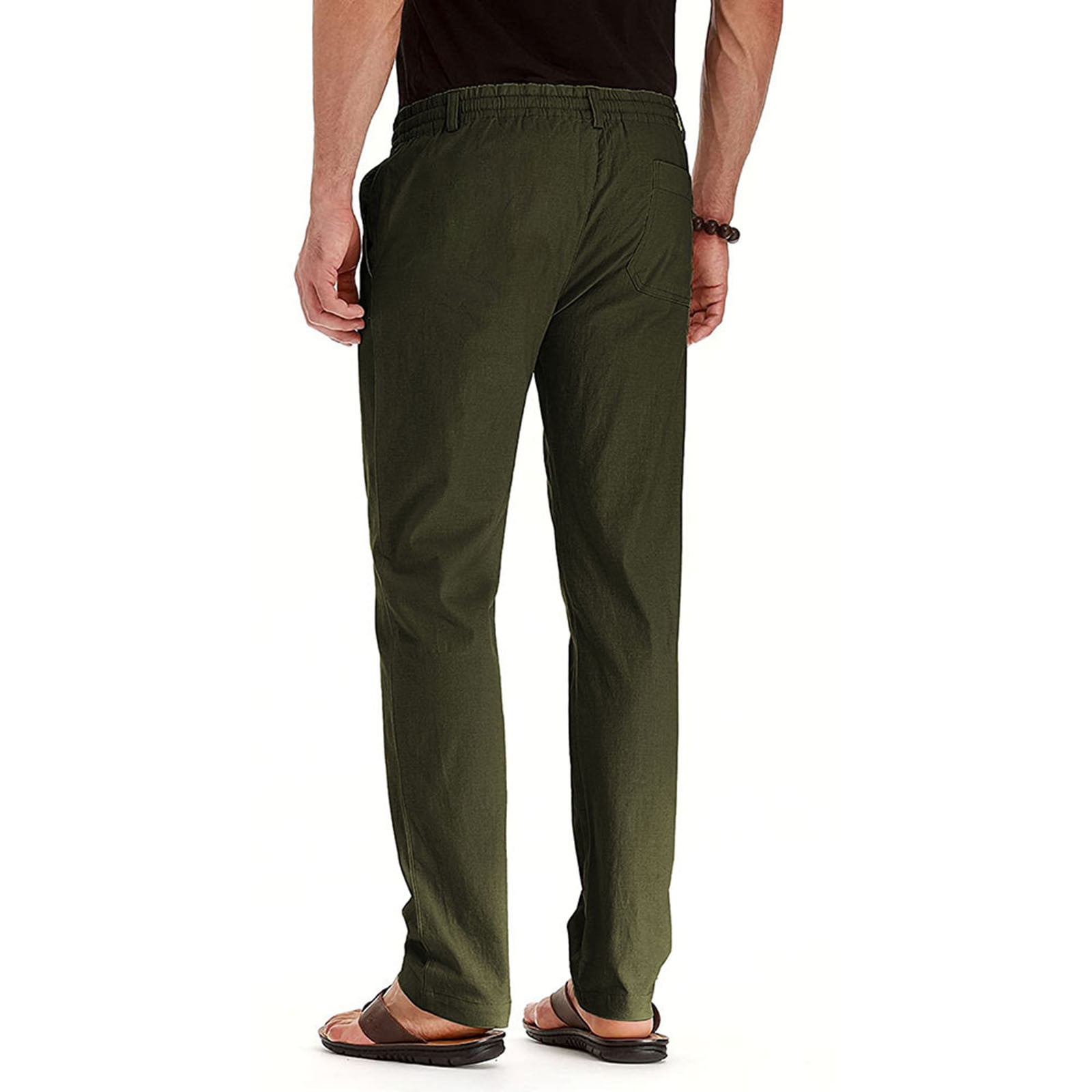 YABCSAZ Men's Dress Pants Casual Solid Elastic Waist Drawstring Classic ...