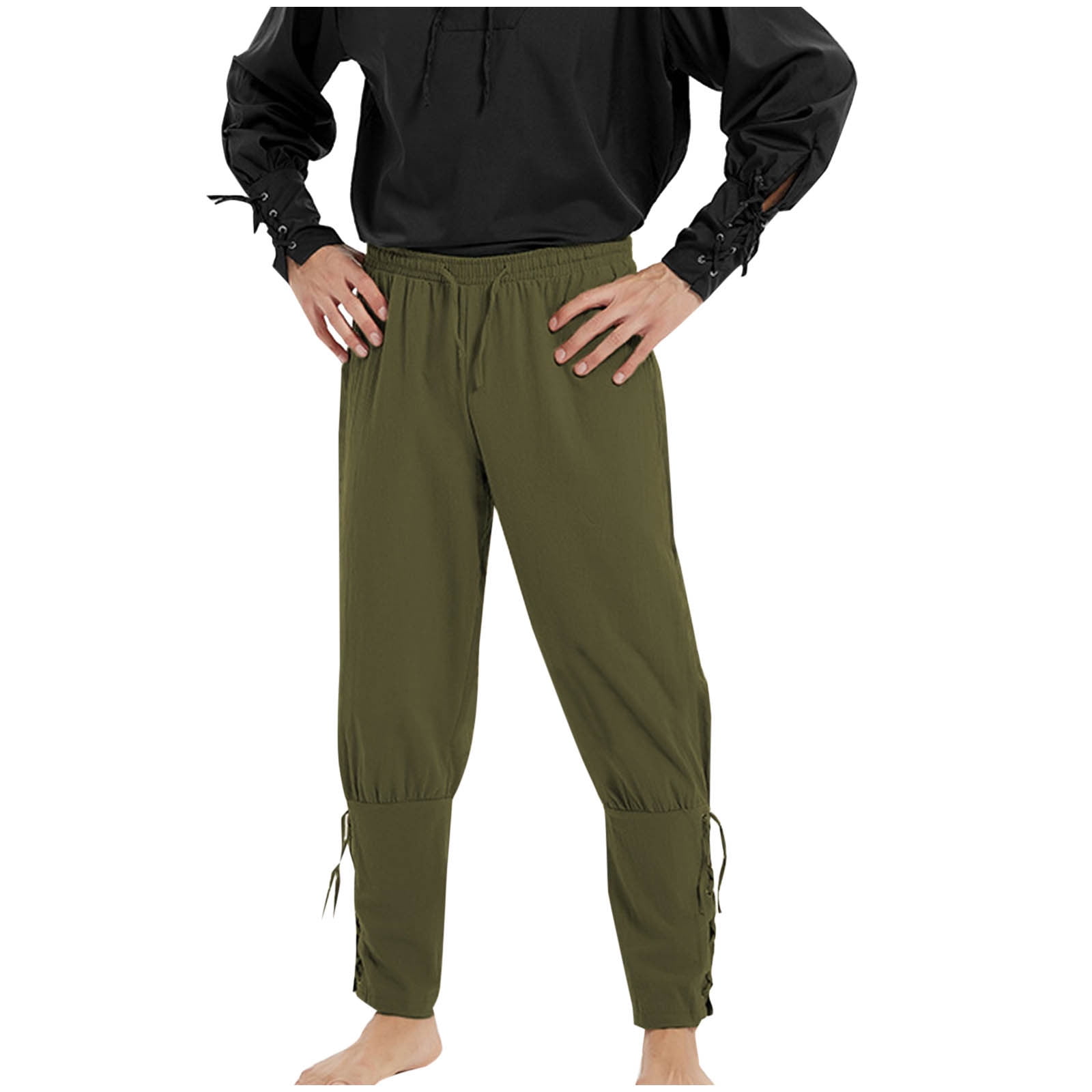 YABCSAZ Mens Medieval Pirate Ankle Pants Viking Navigator Pants ...