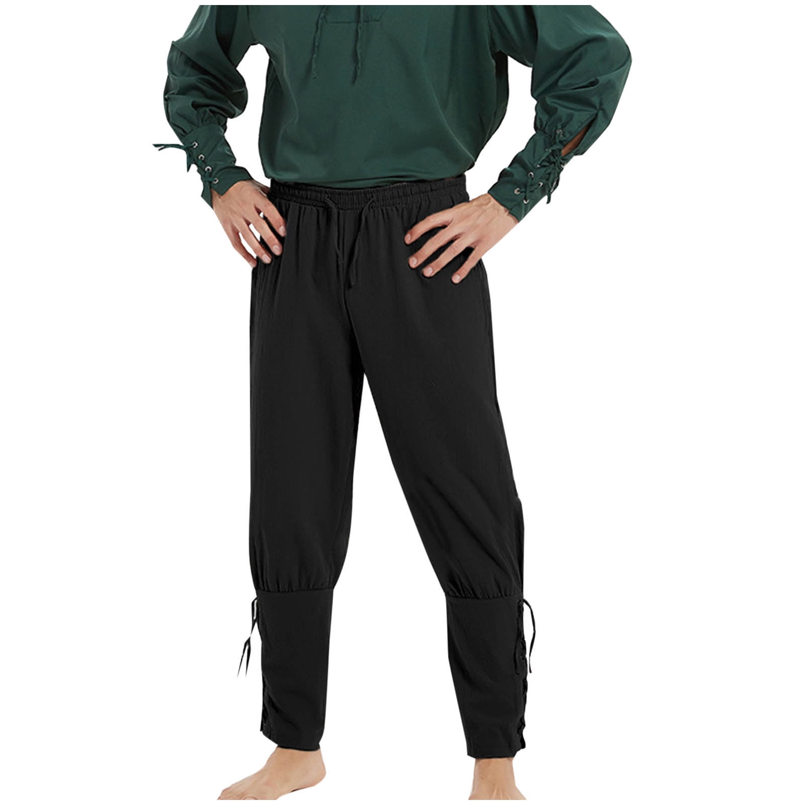 YABCSAZ Mens Medieval Pirate Ankle Pants Viking Navigator Pants ...