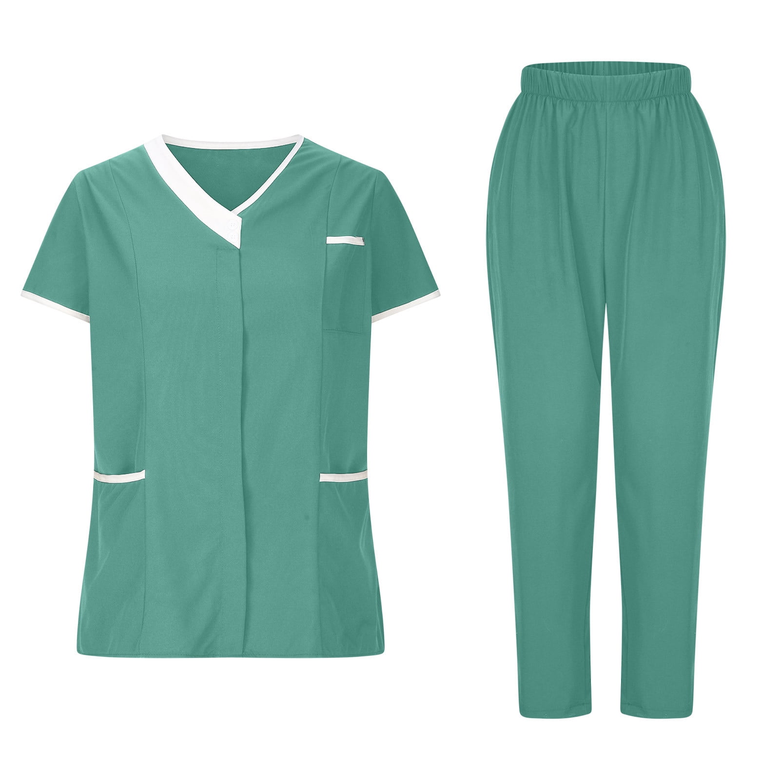 YABCSAZ Scrubs Medical Uniform Women V Neck Solid Color Scrubs Set ...