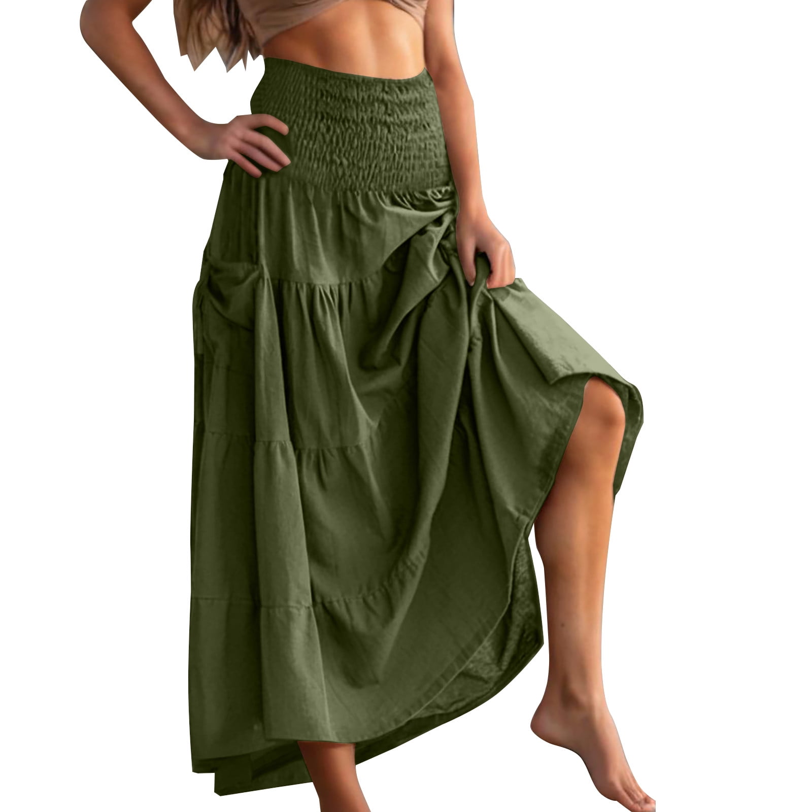 YABCSAZ Skirts for Women High Waist Summer Skirts Slit Flowy Swing ...