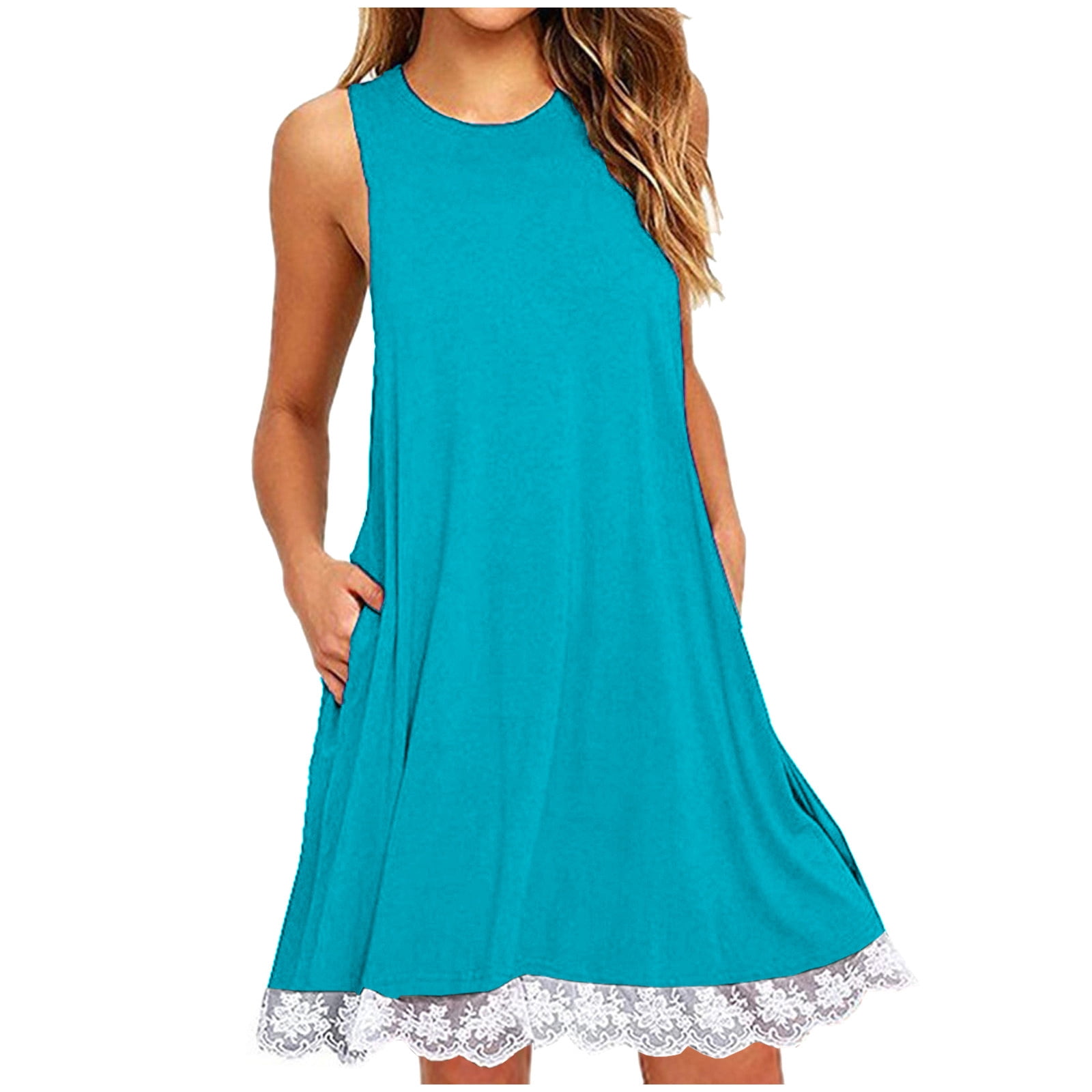 YABCSAZ Summer Dresses for Women 2024 Casual Loose Solid Color Tank ...