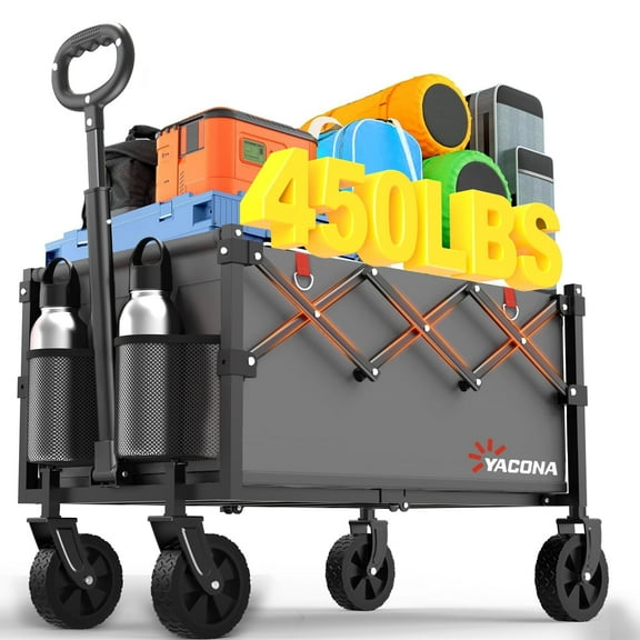 150L Collapsible Wagons Carts Foldable, 360LBS Heavy Duty Folding Beach ...