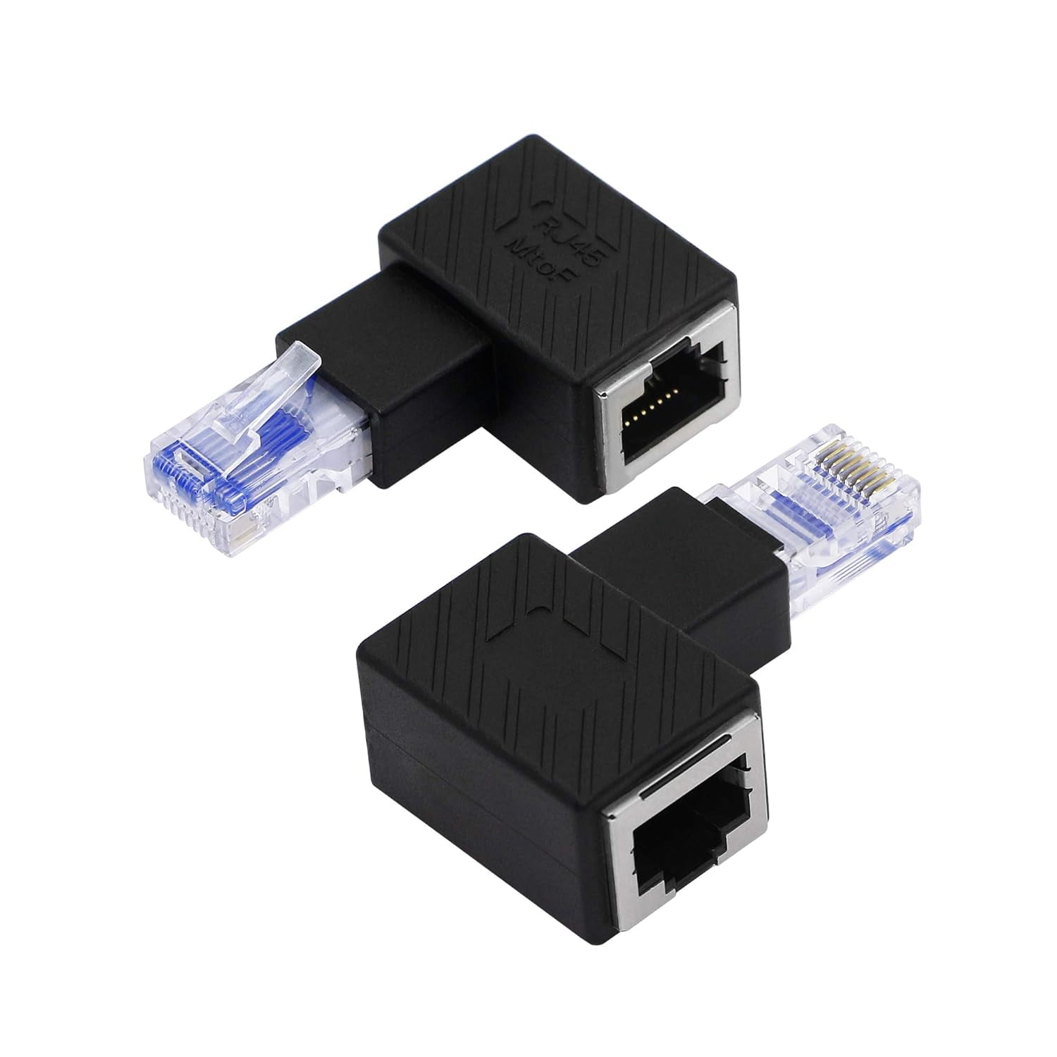 YACSEJAO Cat5e/Cat6 RJ45 Ethernet Adapter，2Pack 90 Degree Ethernet RJ45 ...